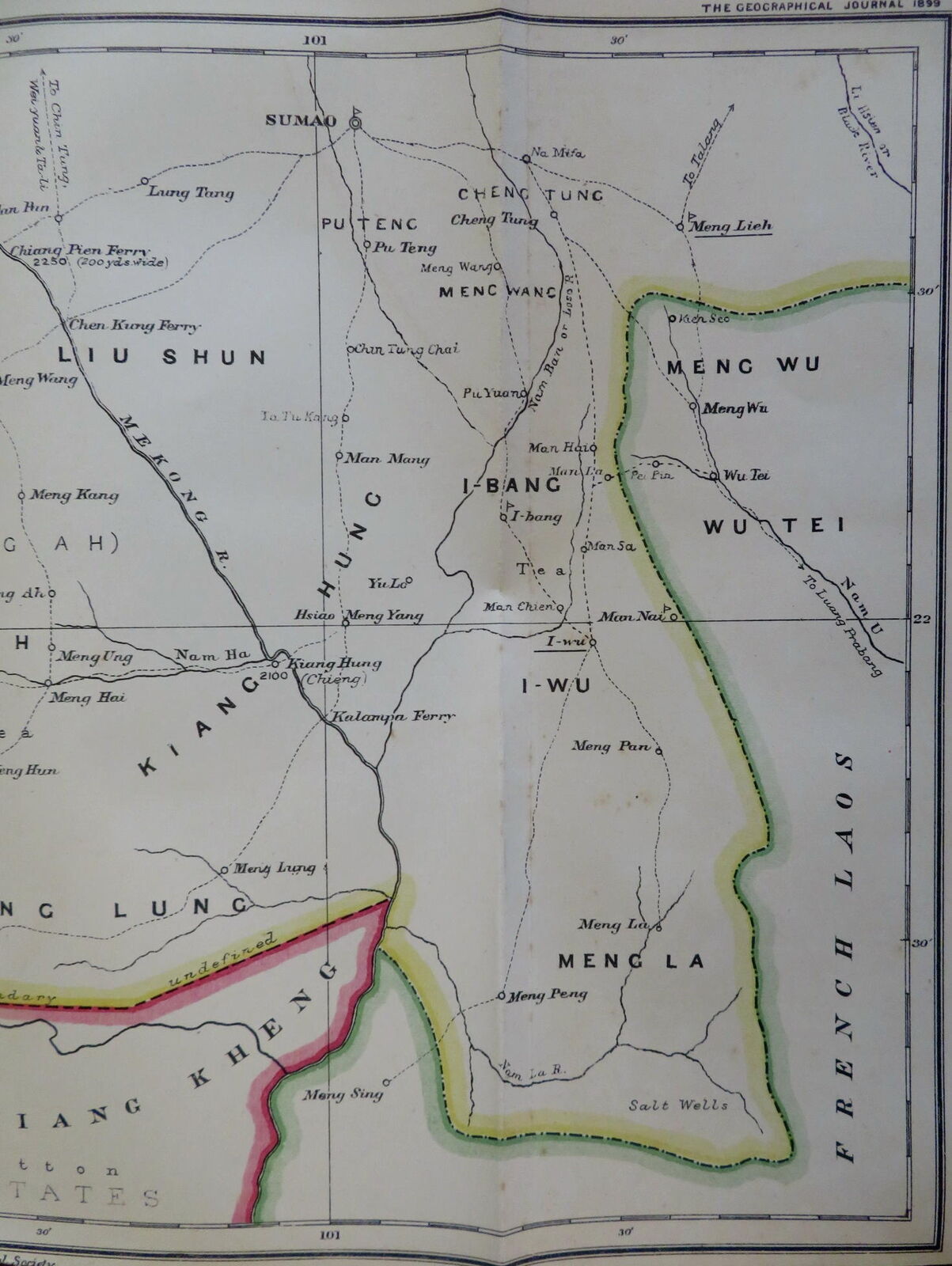 Shan States Southeast Asia Thailand Myanmar 1899 Johnston scarce ...