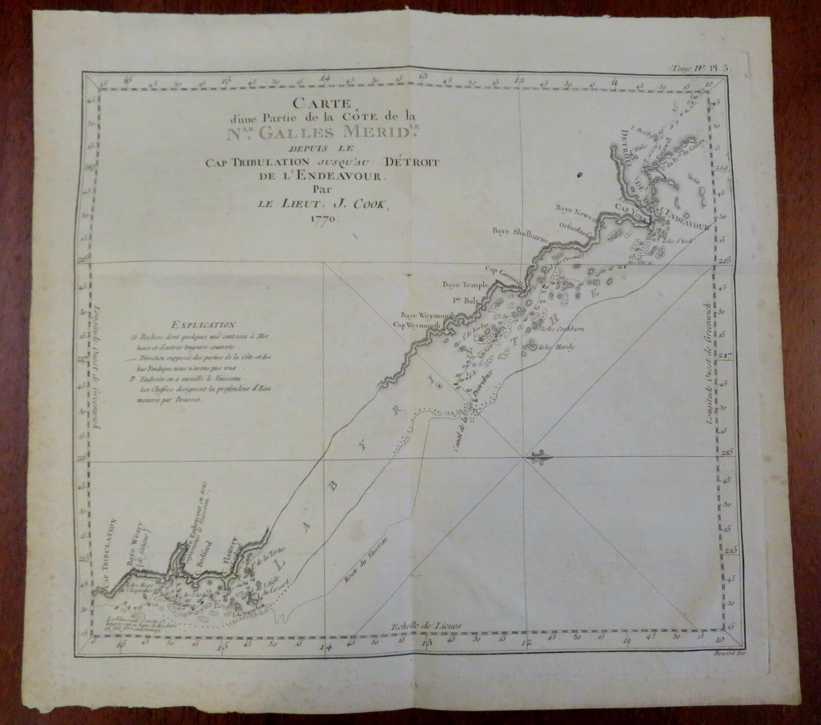 Australia NSW Queensland Coastal Chart 1774 Capt. Cook & Hawkesworth ...
