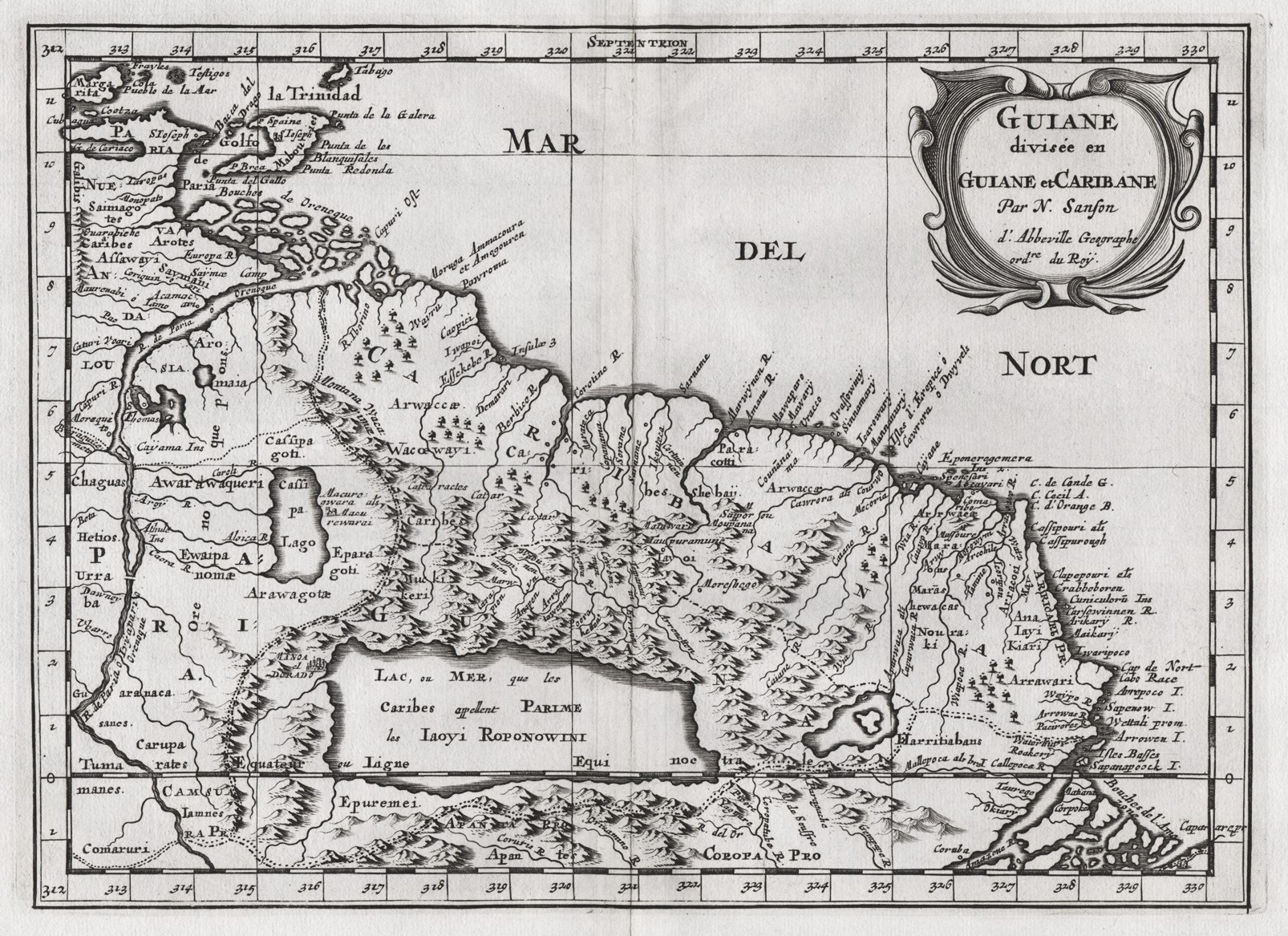 "Guiane divisée en Guiane et Caribane" - Suriname Guyana French Guiana ...