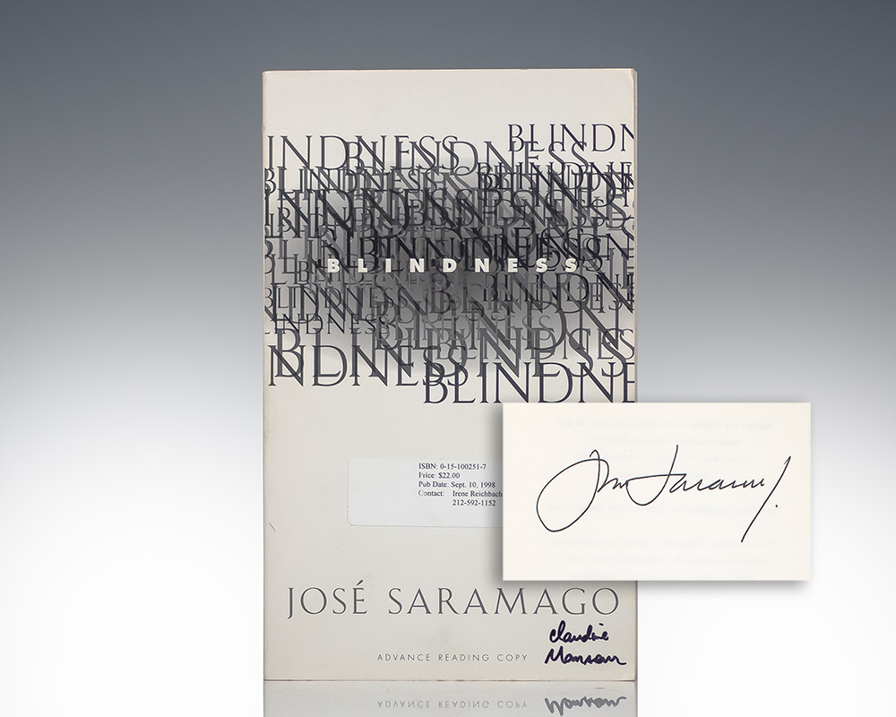 Blindness. by Saramago, Jose: (1997) Signed by Author(s) | Raptis Rare ...