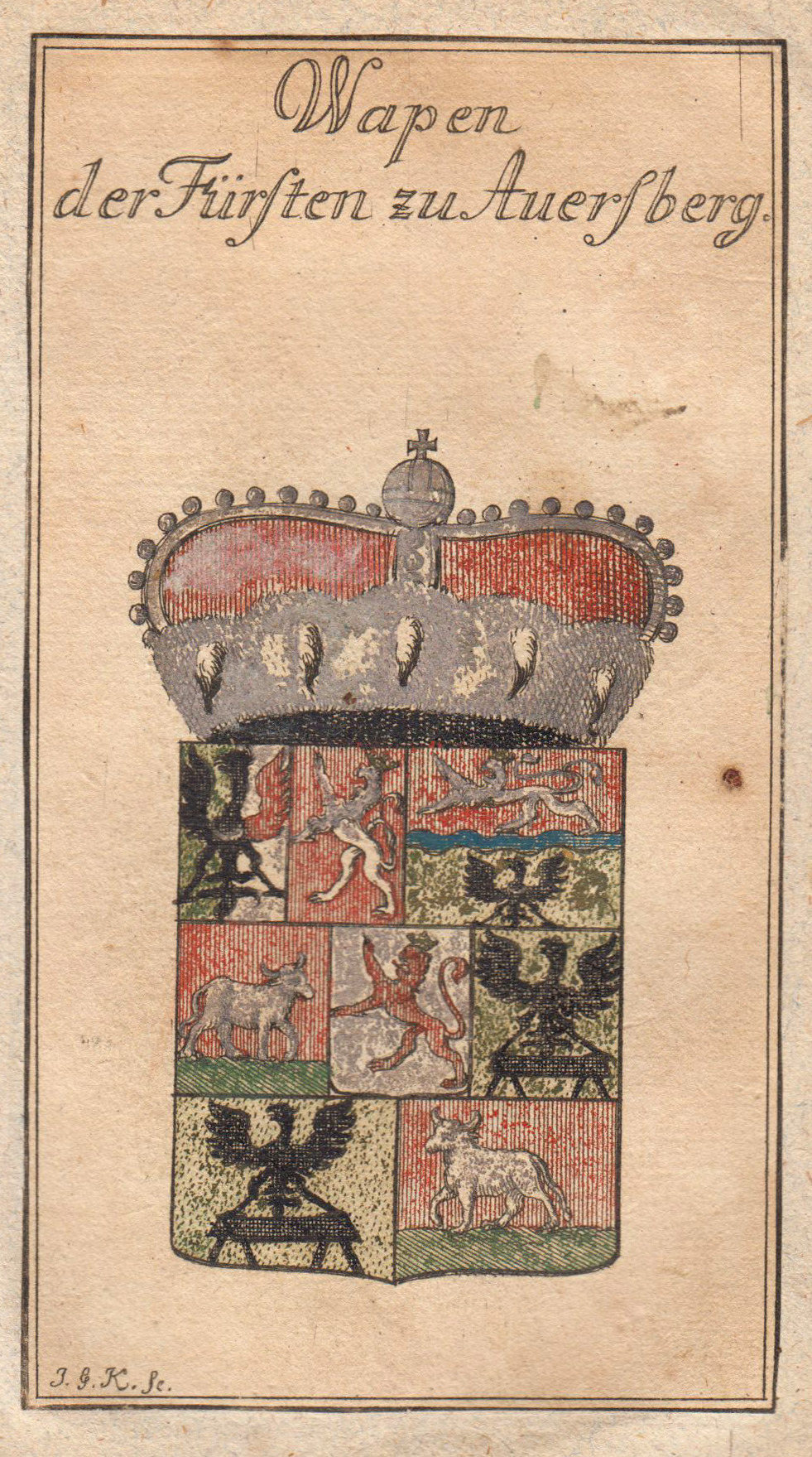 "Wapen der Fürsten zu Auersberg.". von Wappen ( Europ. Adel ...