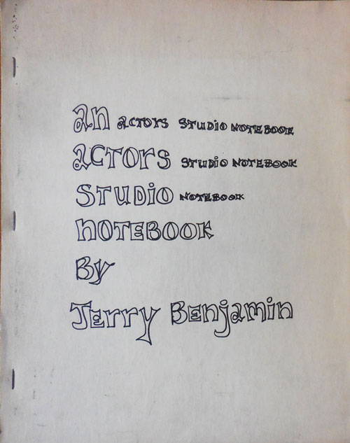 An Actors Studio Notebook by Acting - Benjamin, Jerry (Jerome): Very ...