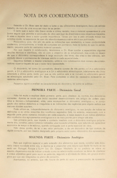 DICIONÁRIO GERAL E ANALÓGICO DA LÍNGUA PORTUGUESA. [3 VOLS.] by BIVAR ...