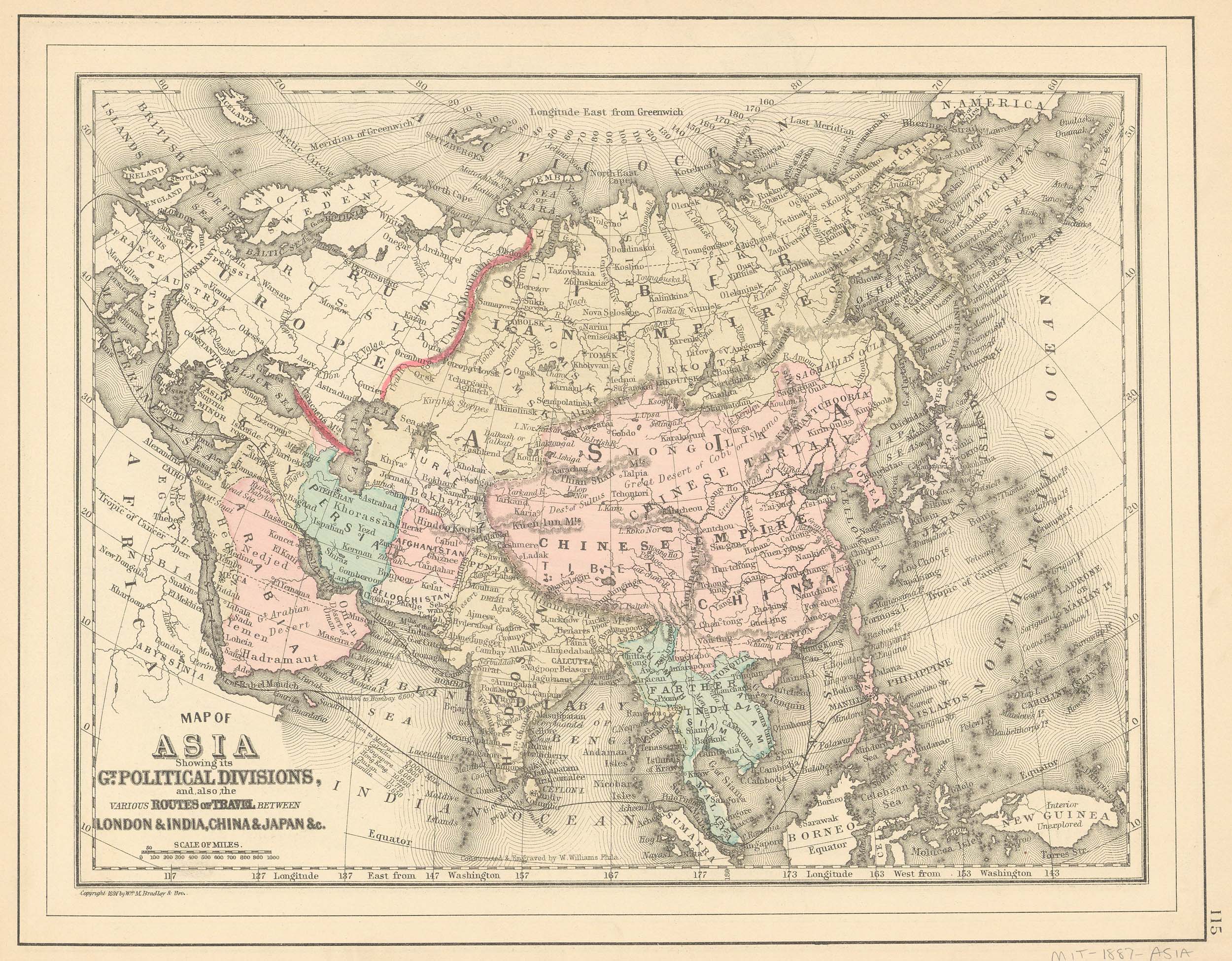 Map of Asia by S. Augustus Mitchell: (1887) | Art Source International Inc.