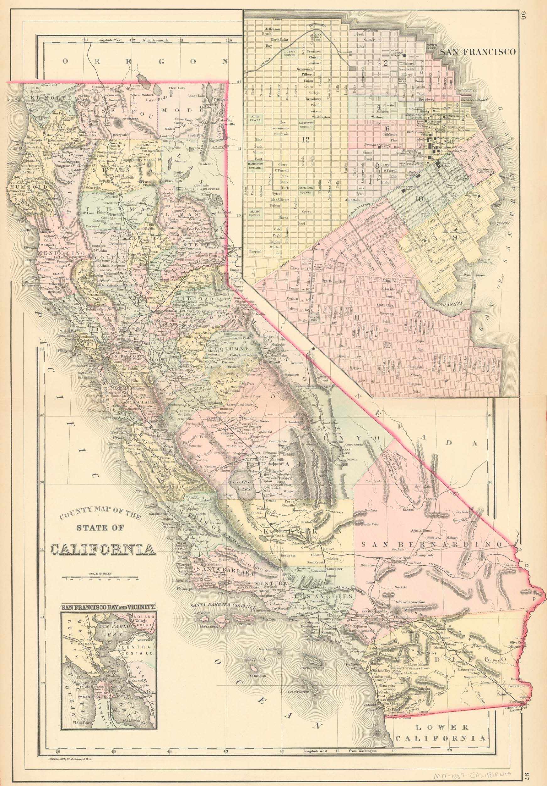 County Map of the State of California de S. Augustus Mitchell Jr ...