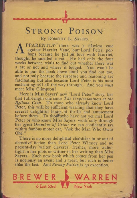 Strong Poison by SAYERS, Dorothy L.: (1930) | Babylon Revisited Rare Books