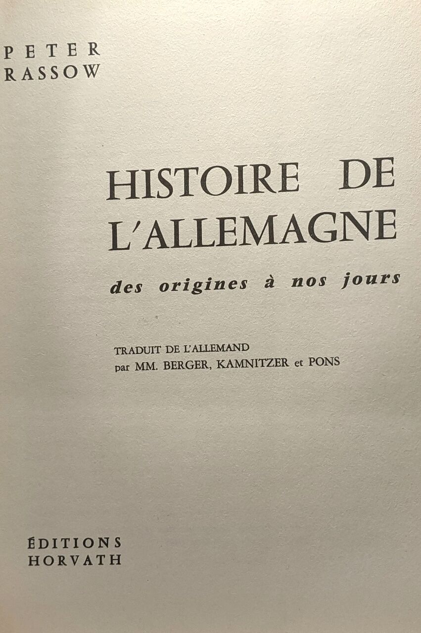Histoire de l'Allemagne des origines à nos jours - TOME 1 (introduction ...