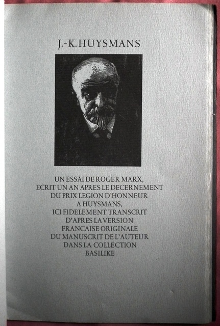 Un essai de ROGER MARX, ecrit un an apres le decernement du Prix Legion ...