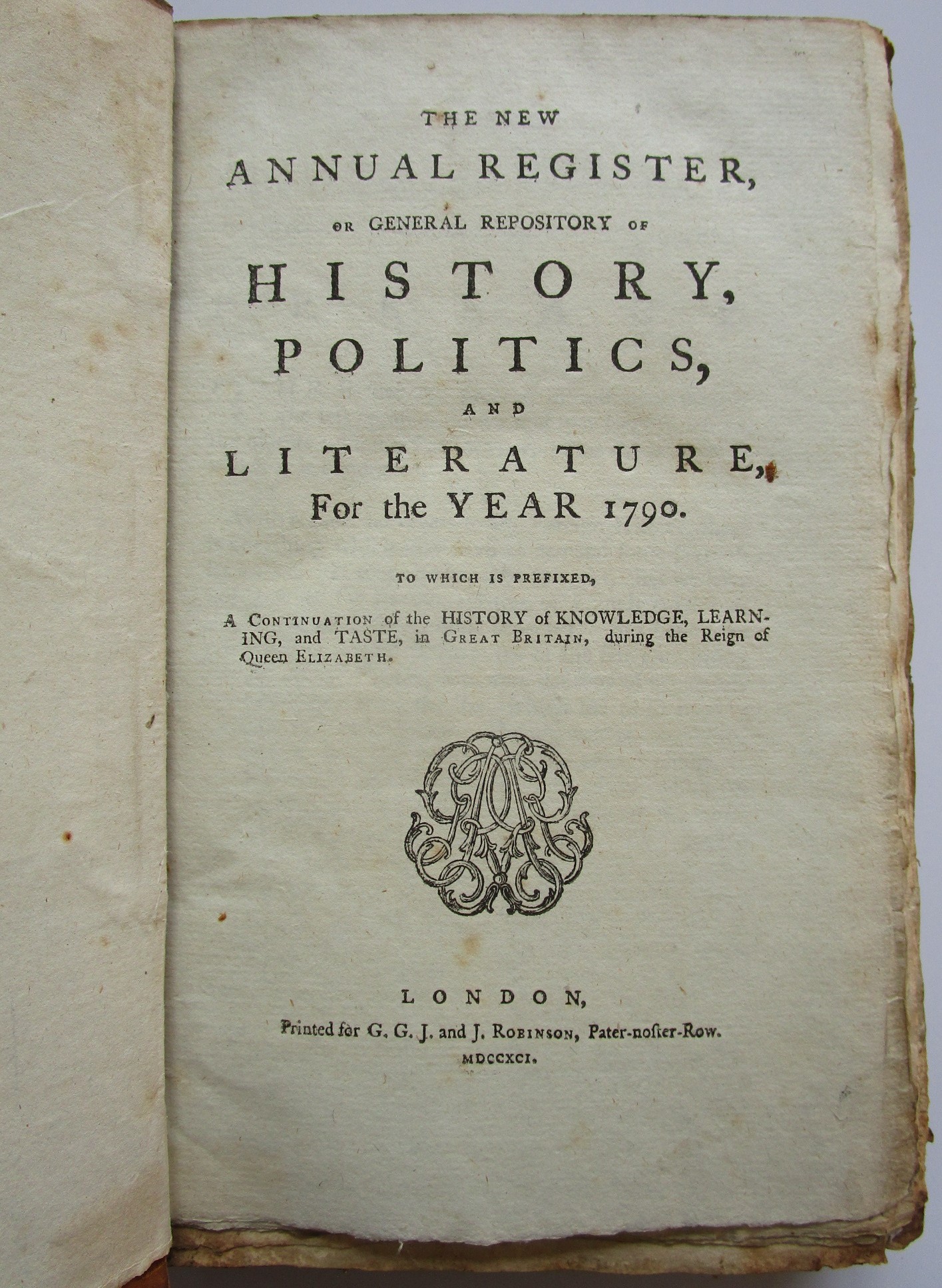 THE NEW ANNUAL REGISTER, or GENERAL REPOSITRY of HISTORY, POLITICS, AND ...