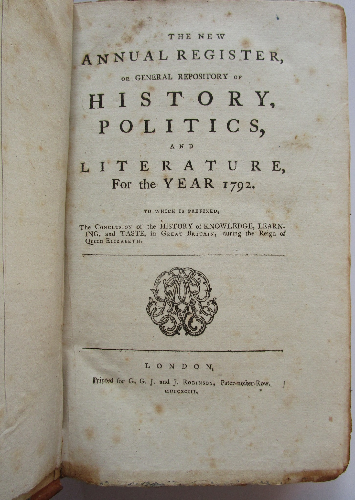THE NEW ANNUAL REGISTER, or GENERAL REPOSITRY of HISTORY, POLITICS, AND ...