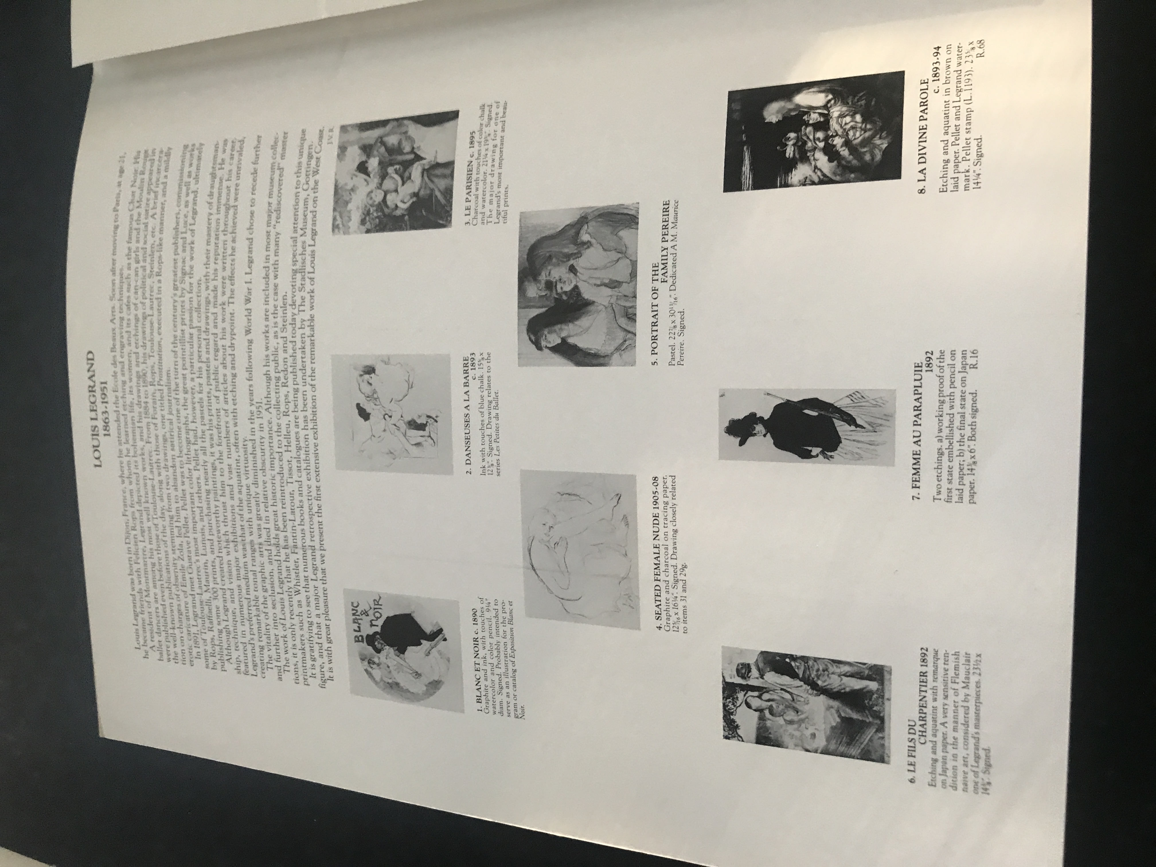 Louis Legrand: An Exhibition of Prints & Drawings: Very Good Soft cover ...