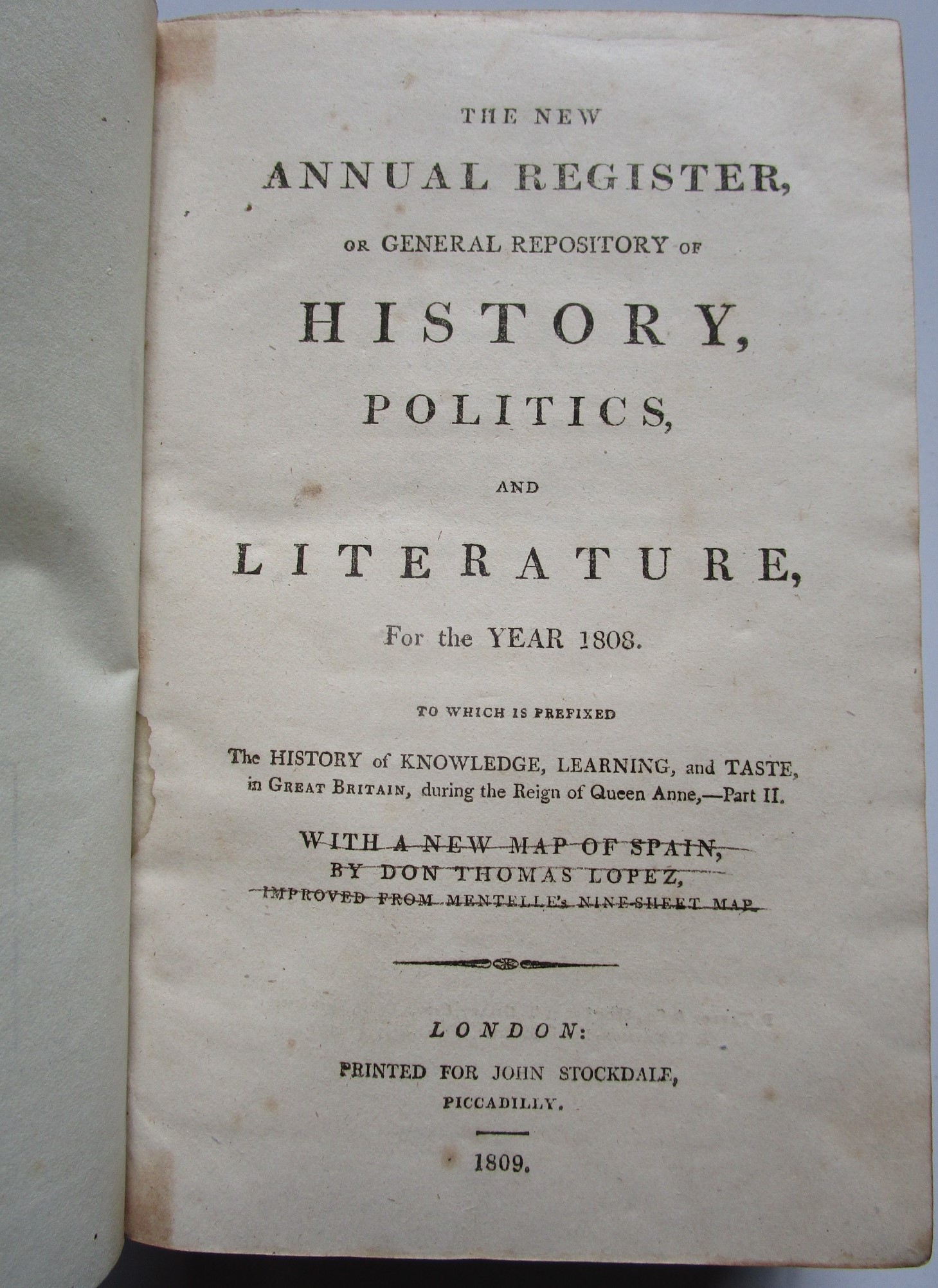 THE NEW ANNUAL REGISTER, or GENERAL REPOSITRY of HISTORY, POLITICS, AND ...