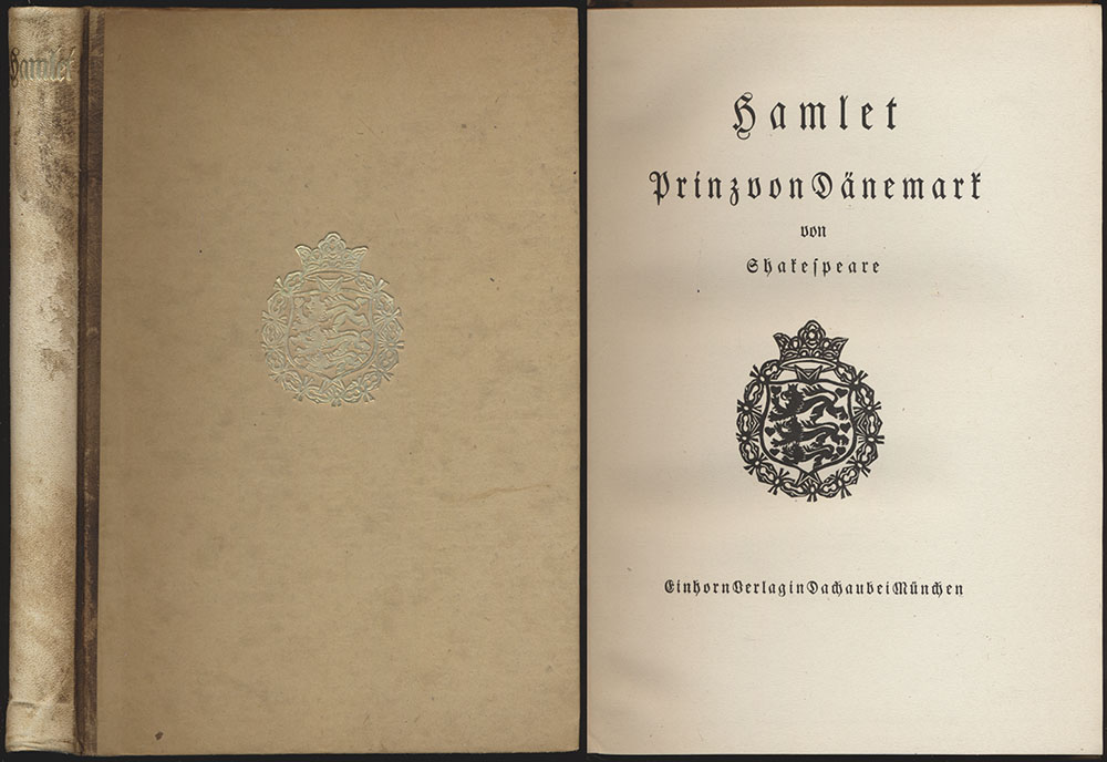 Hamlet, Prinz von Dänemark. by Shakespeare, William; Wirsching, Otto ...