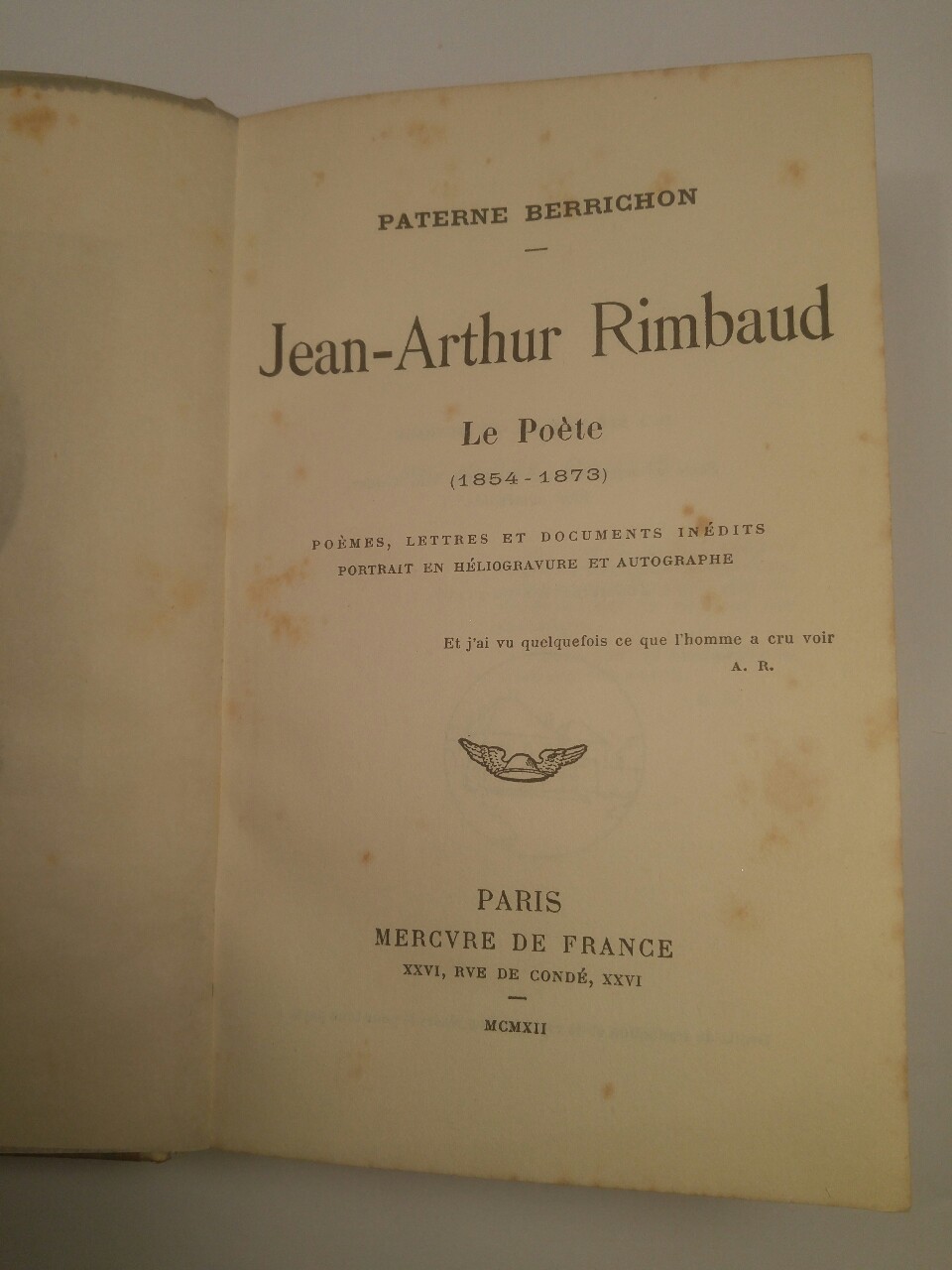 Arthur Rimbaud - Le Poete (1854-1873) - Poemes, Lettres et documents ...