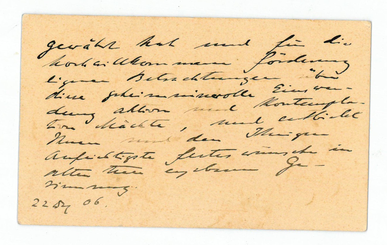 Lithogr. Visitkarte mit eigenh. Widmung und U. by Thode, Henry ...