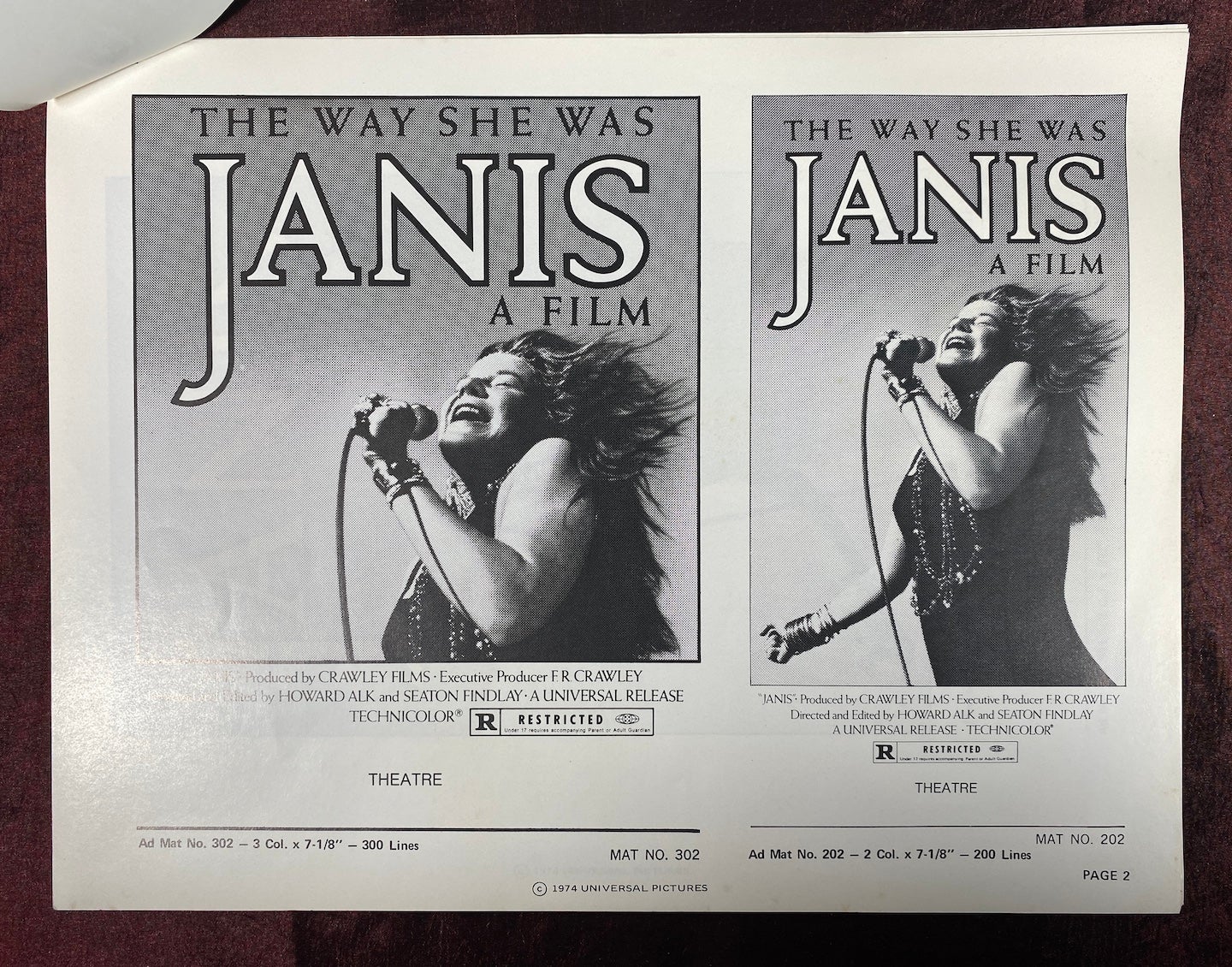 Janis: A Film (PROMOTIONAL MATERIAL for the 1974 Documentary) by Joplin ...