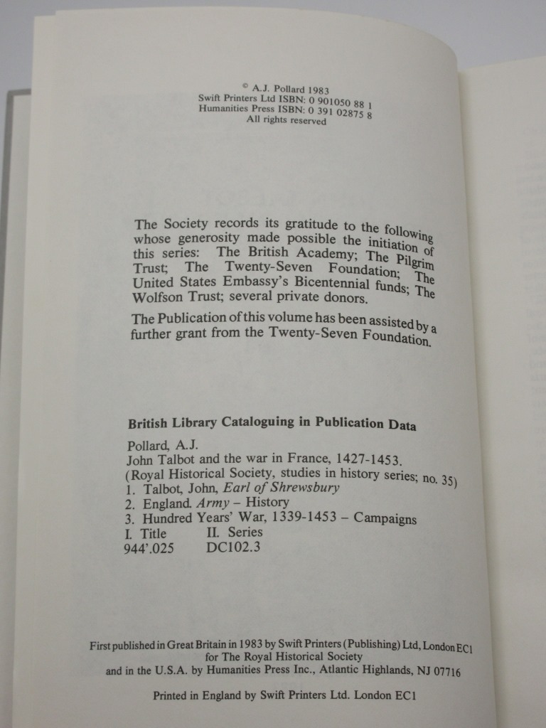John Talbot and the War in France, 1427-1453: (Royal History Society ...