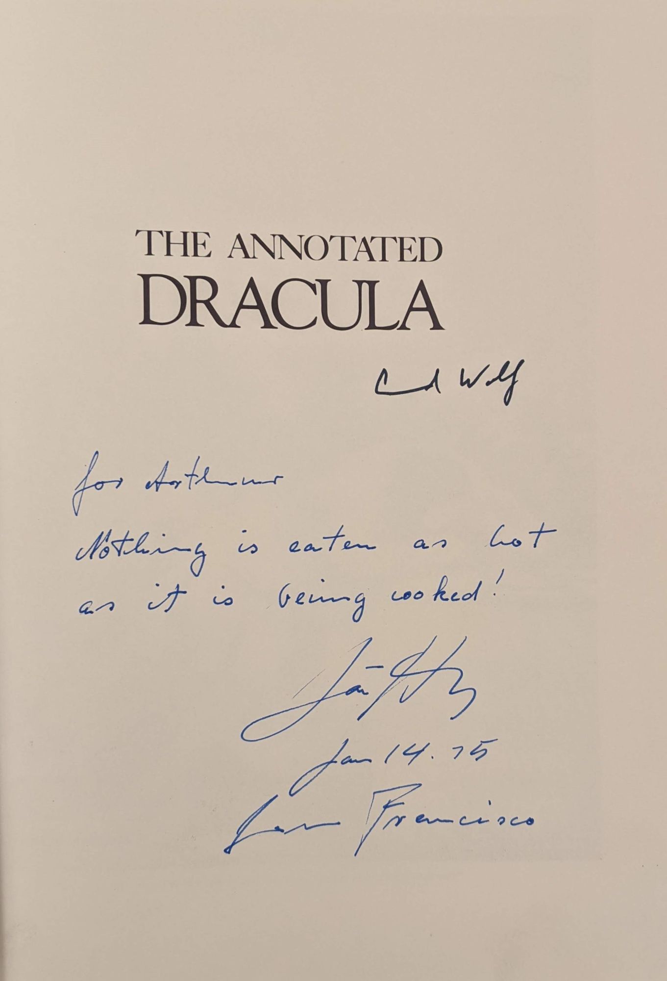 The Annotated Dracula By Bram Stoker Leonard Wolf Ed Very Good