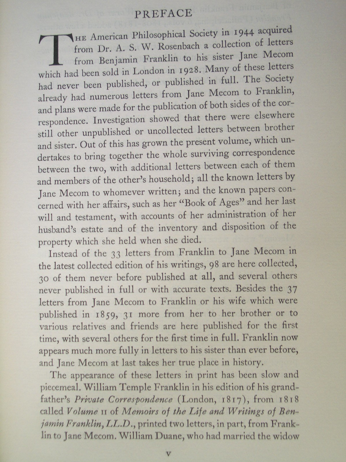 The Letters of Benjamin Franklin & Jane Mecom by Franklin, Benjamin ...