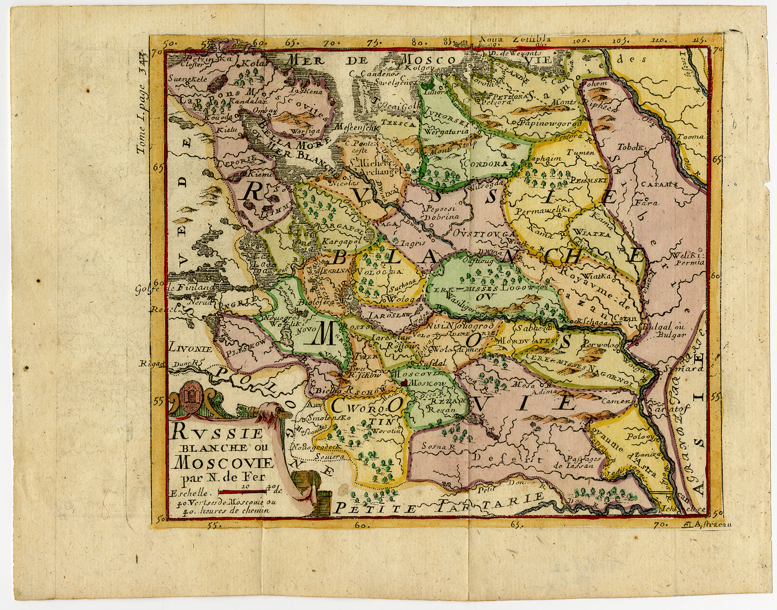 Antique Map-Russia-Russie blanche ou Moscovie-Robbe-De Fer-1721: (1721 ...