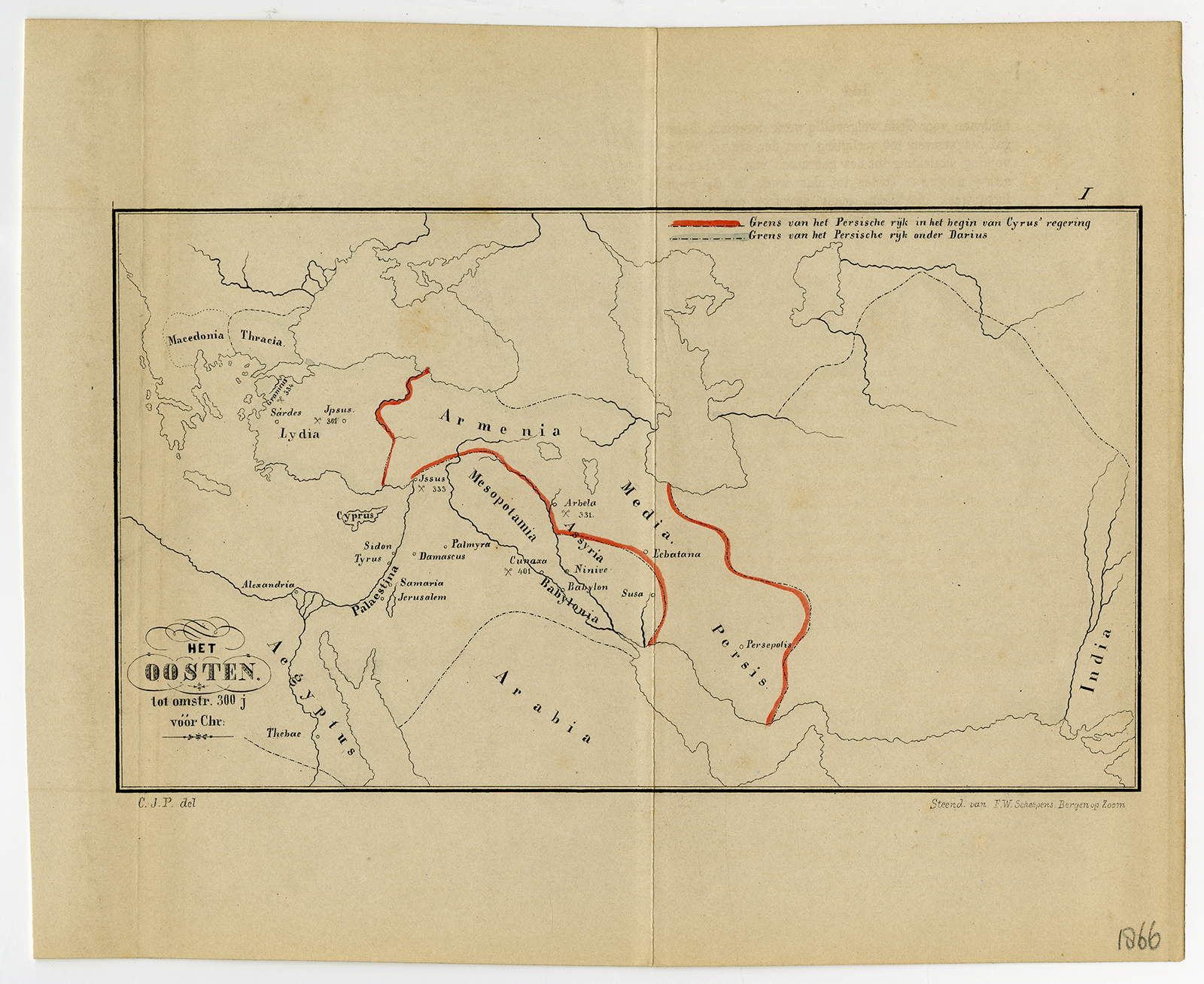 Antique Map-History-View of Middle East around 300 BC-Scheepens-1866 ...