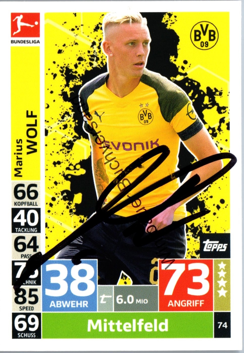 Original Autogramm Marius Wolf BVB /// Autogramm Autograph signiert ...