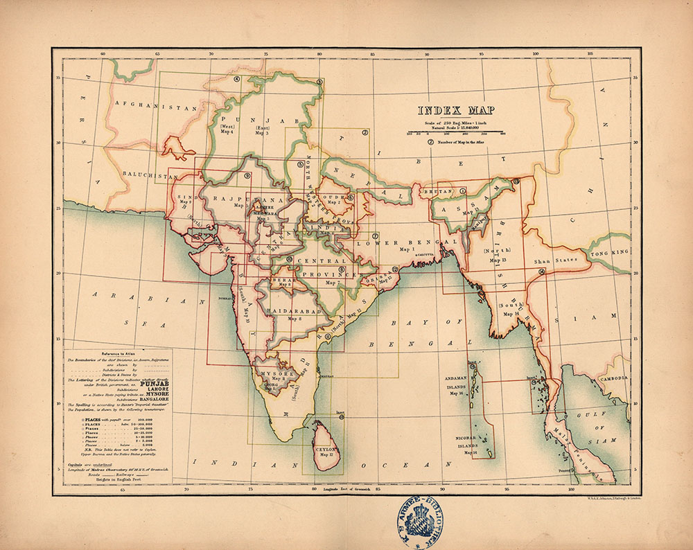 Atlas of India. Containing sixteen maps & complete index. by Hunter ...
