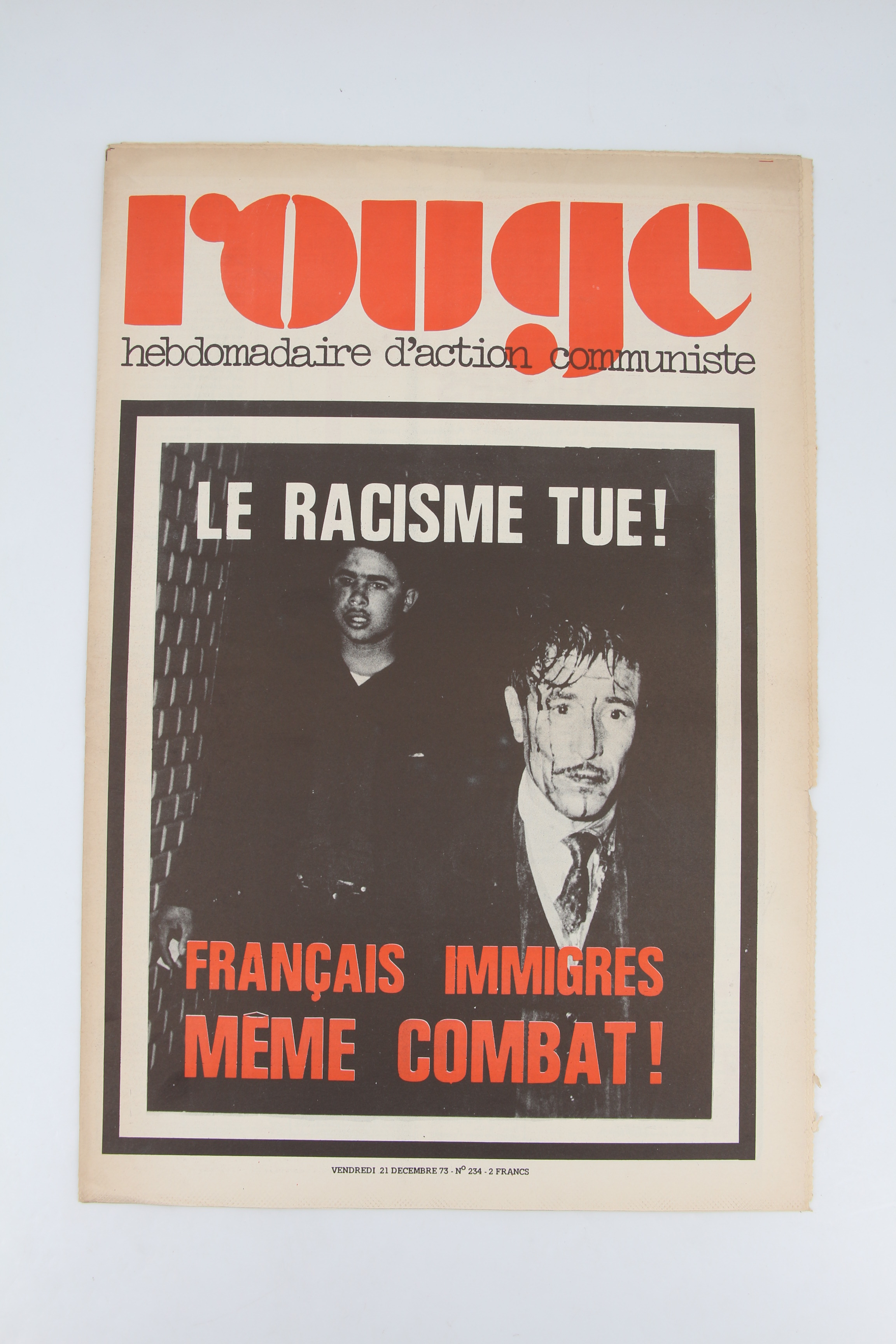 Rouge, hebdomadaire d'action communiste N°234 "Le racisme tue ...