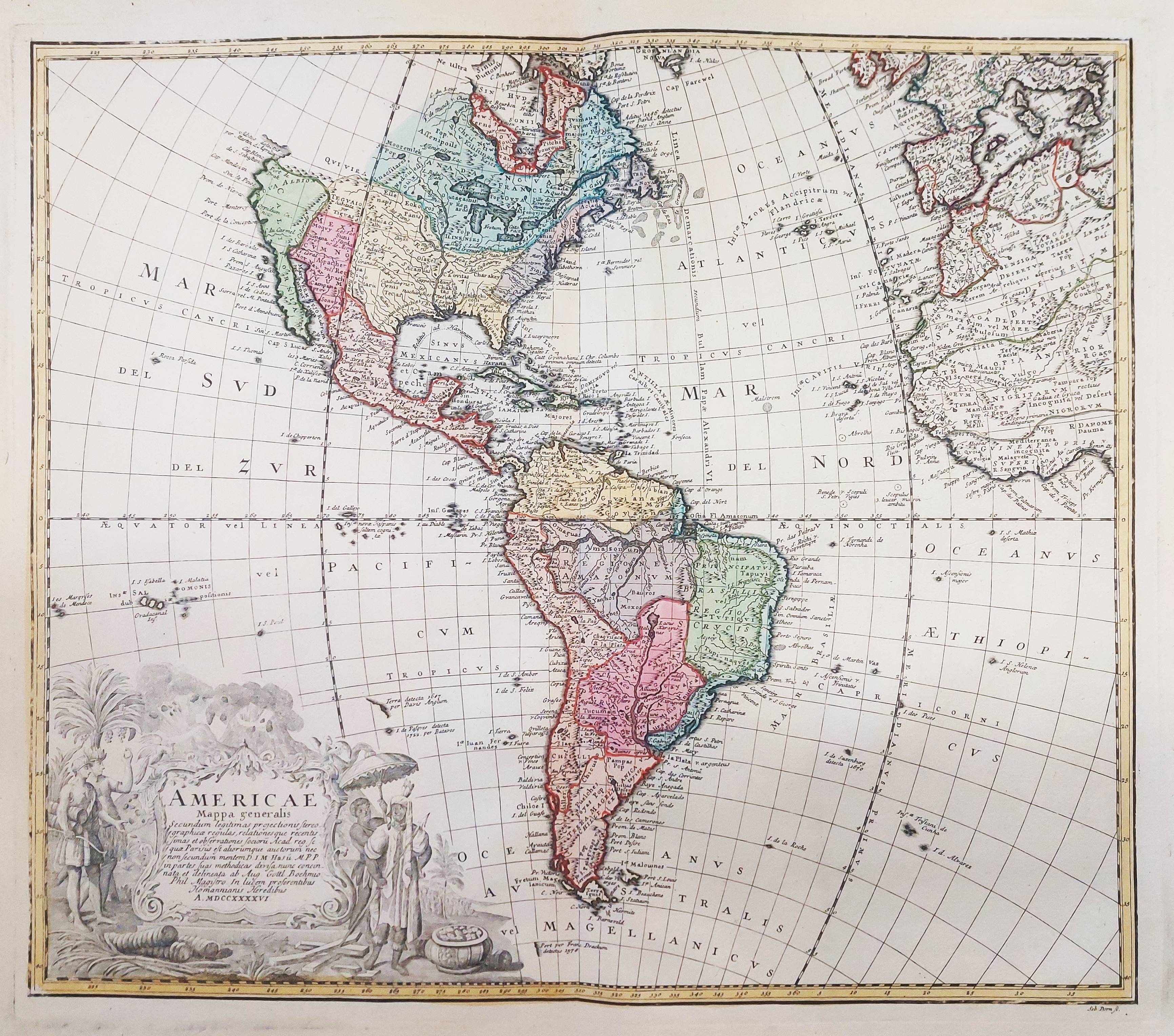 "Americae Mappa Generalis" - America Continent Amerika map chart carte ...