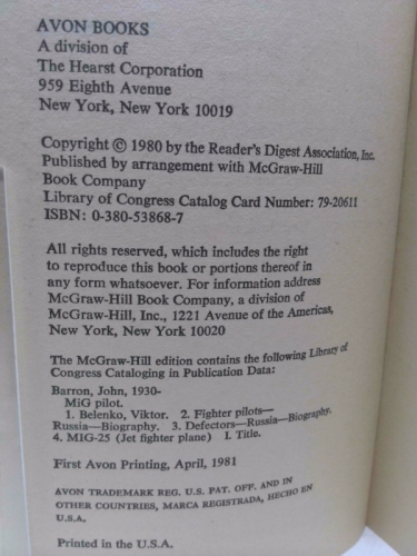 Mig Pilot: The Final Escape of Lt. Belenko by John Barron: Good ...