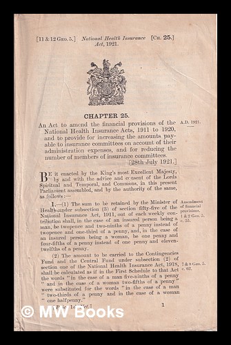 National Health Insurance Act, 1921: Chapter 25 de National Health ...