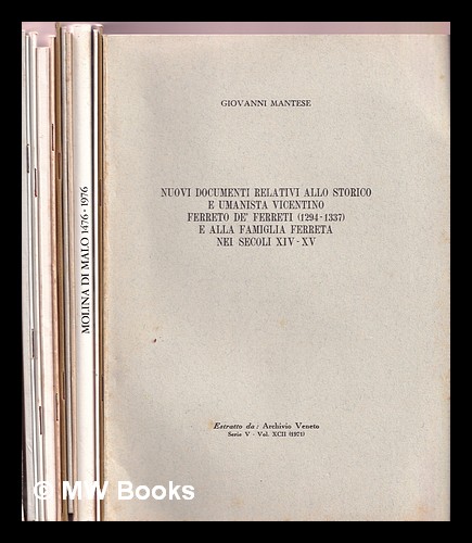 Small Archives of Pamphlets/Offprints by Giovanni Mantese [20th century ...