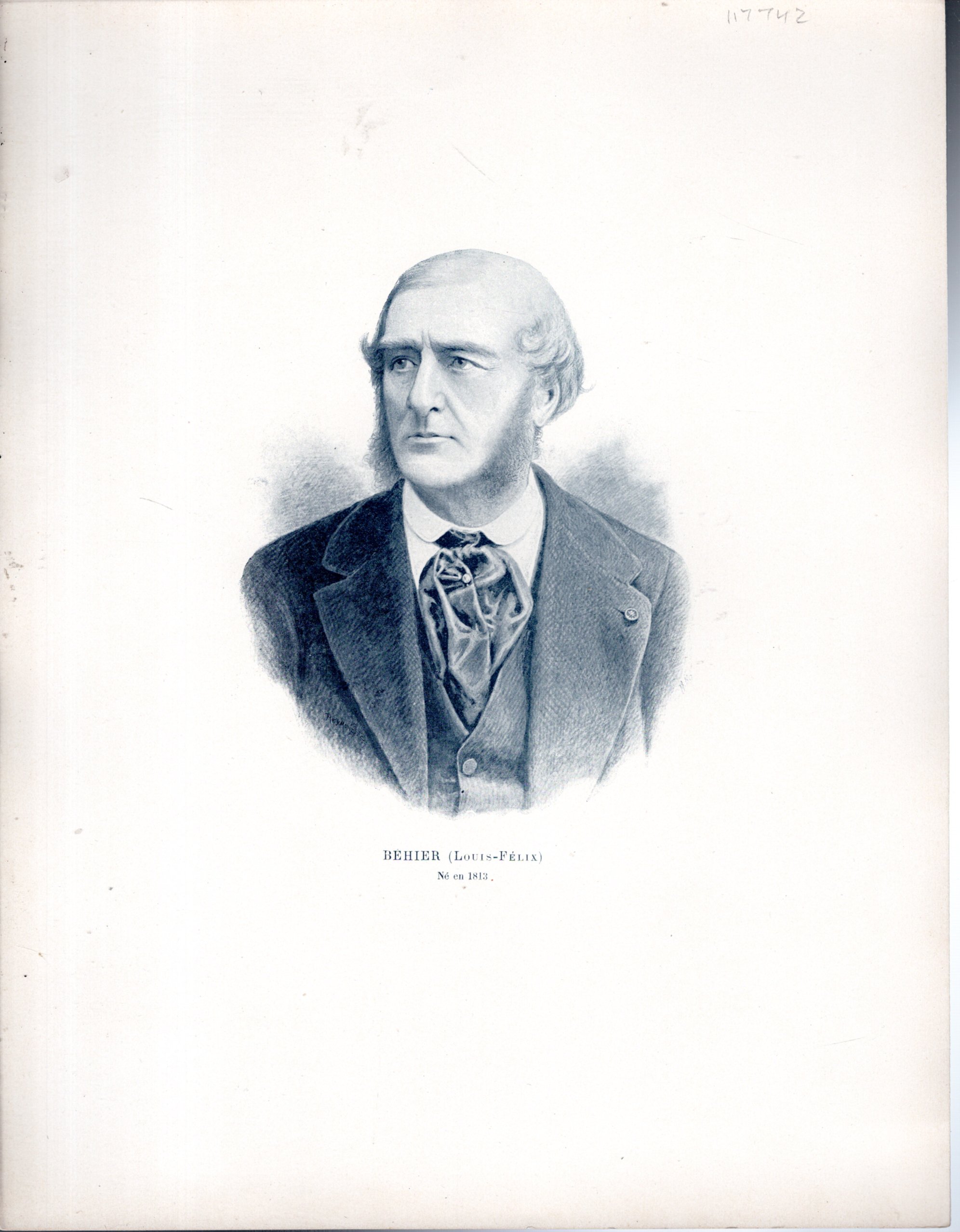 ENGRAVING: "Behier (Louis-Felix ) ne' en 1813".from the Centenaire de ...