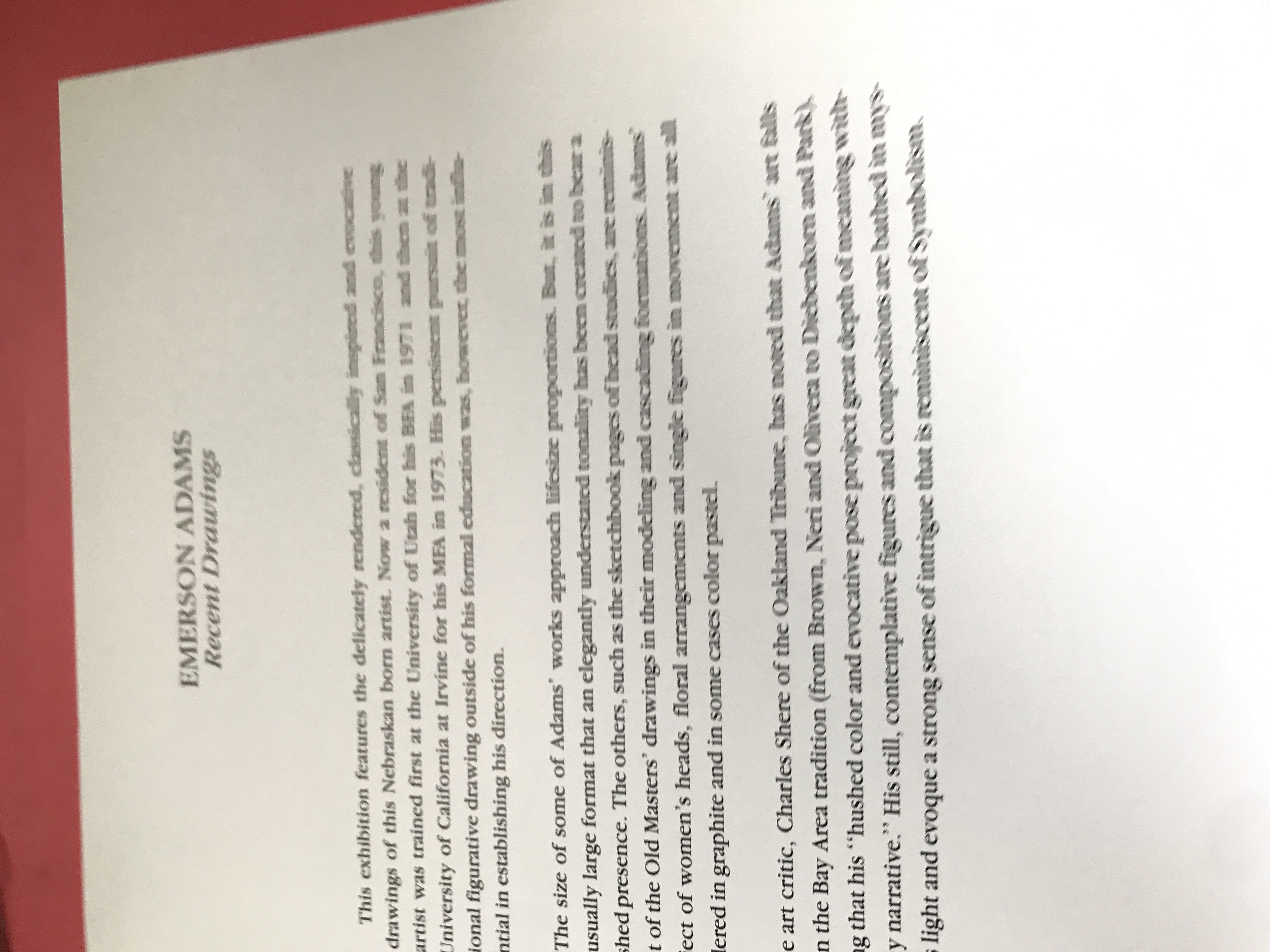 Emerson Adams: Recent Drawings: Very Good Soft cover (1988) 1st Edition ...