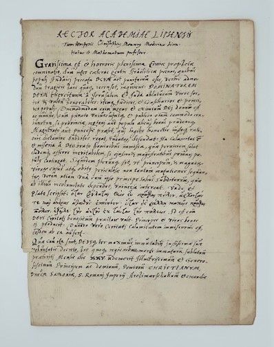 Rector Academiae Lipsensis [.]". Eigenh. Manuskript. by [Meurer ...