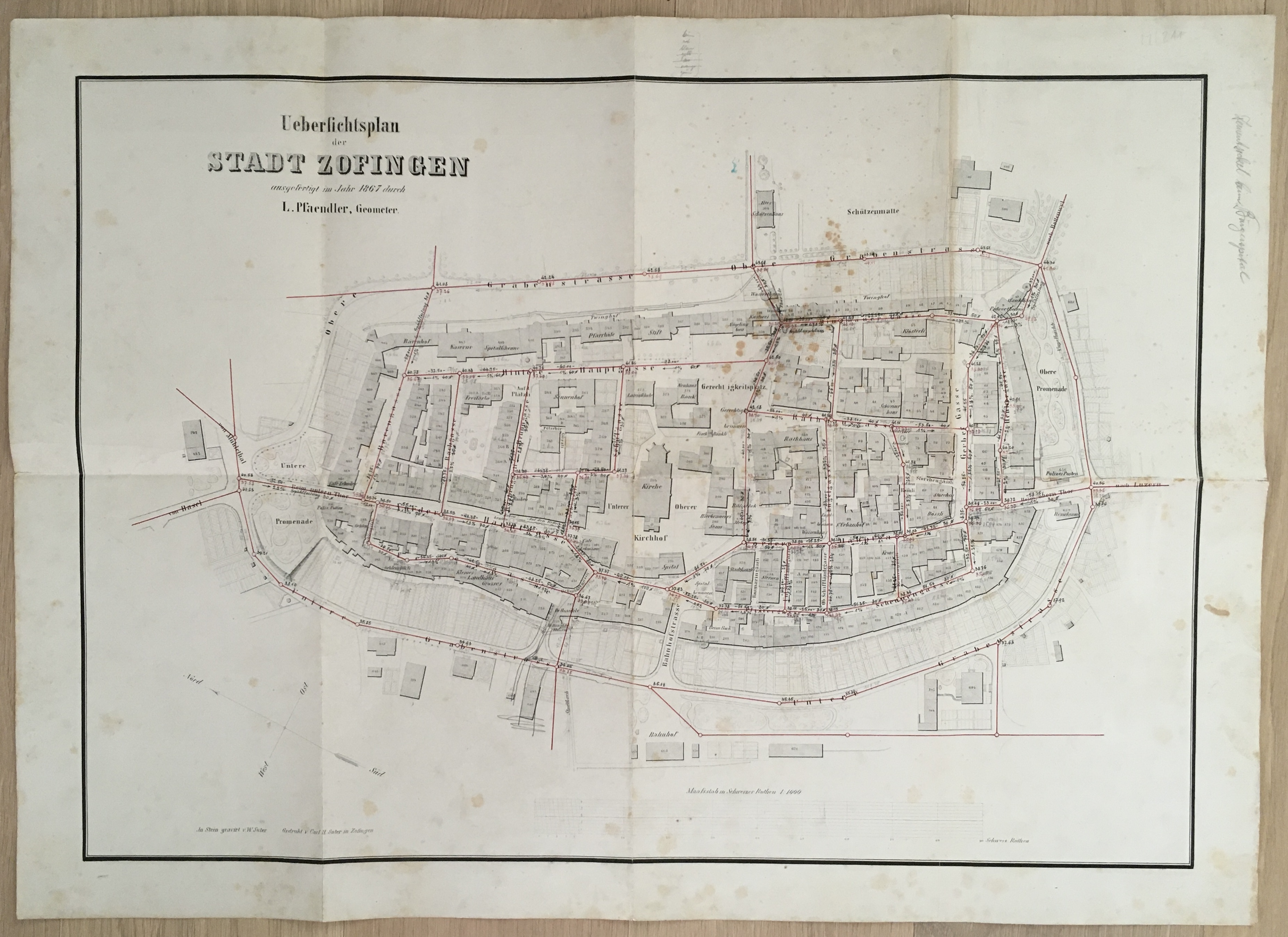 Uebersichtsplan der Stadt Zofingen by Pfaendler, L.: (1867) Map | buch ...