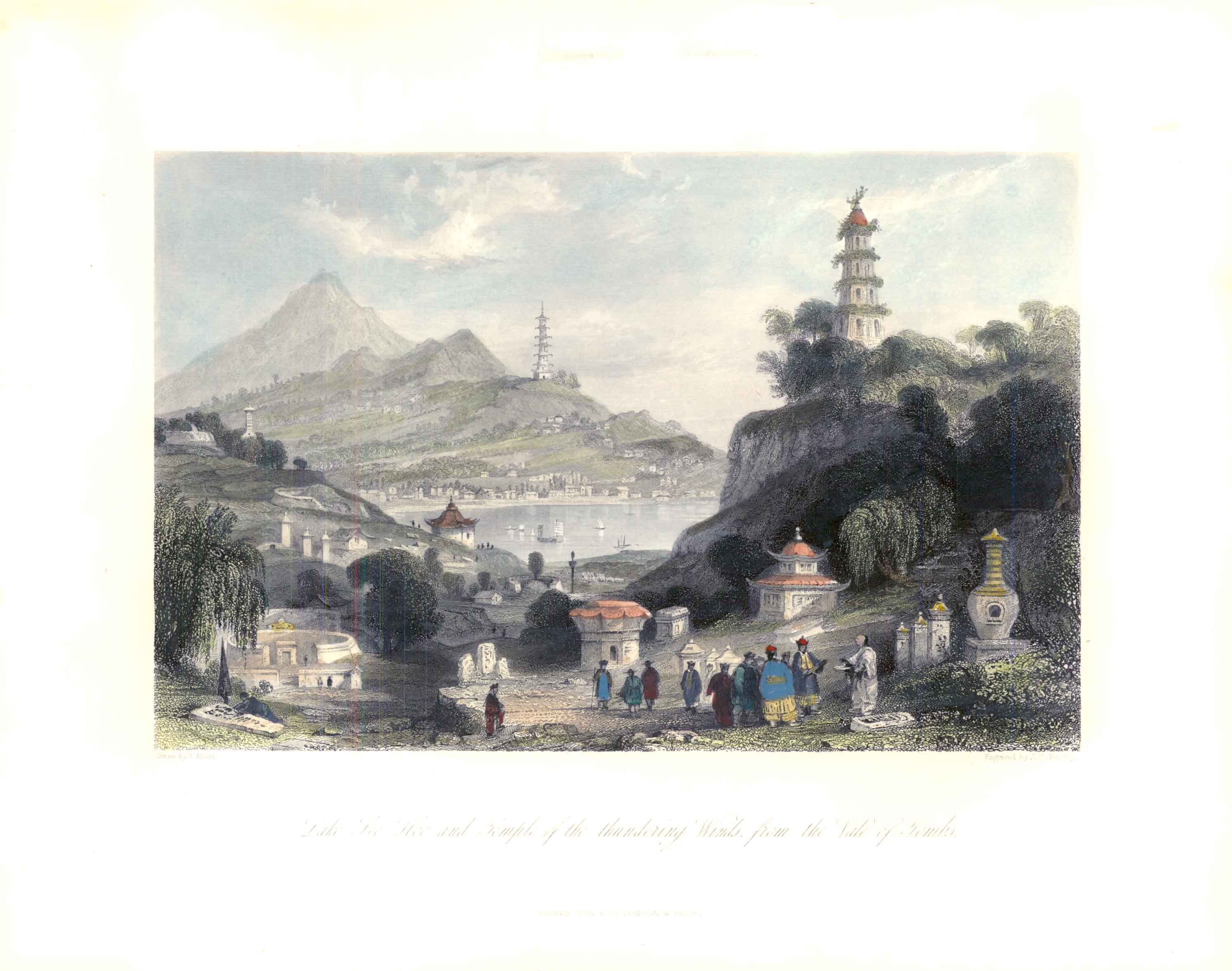 1843 Print CHINA "LAKE SEE-HOO TEMPLE THUNDERING WINDS" by Allom (AC6 ...