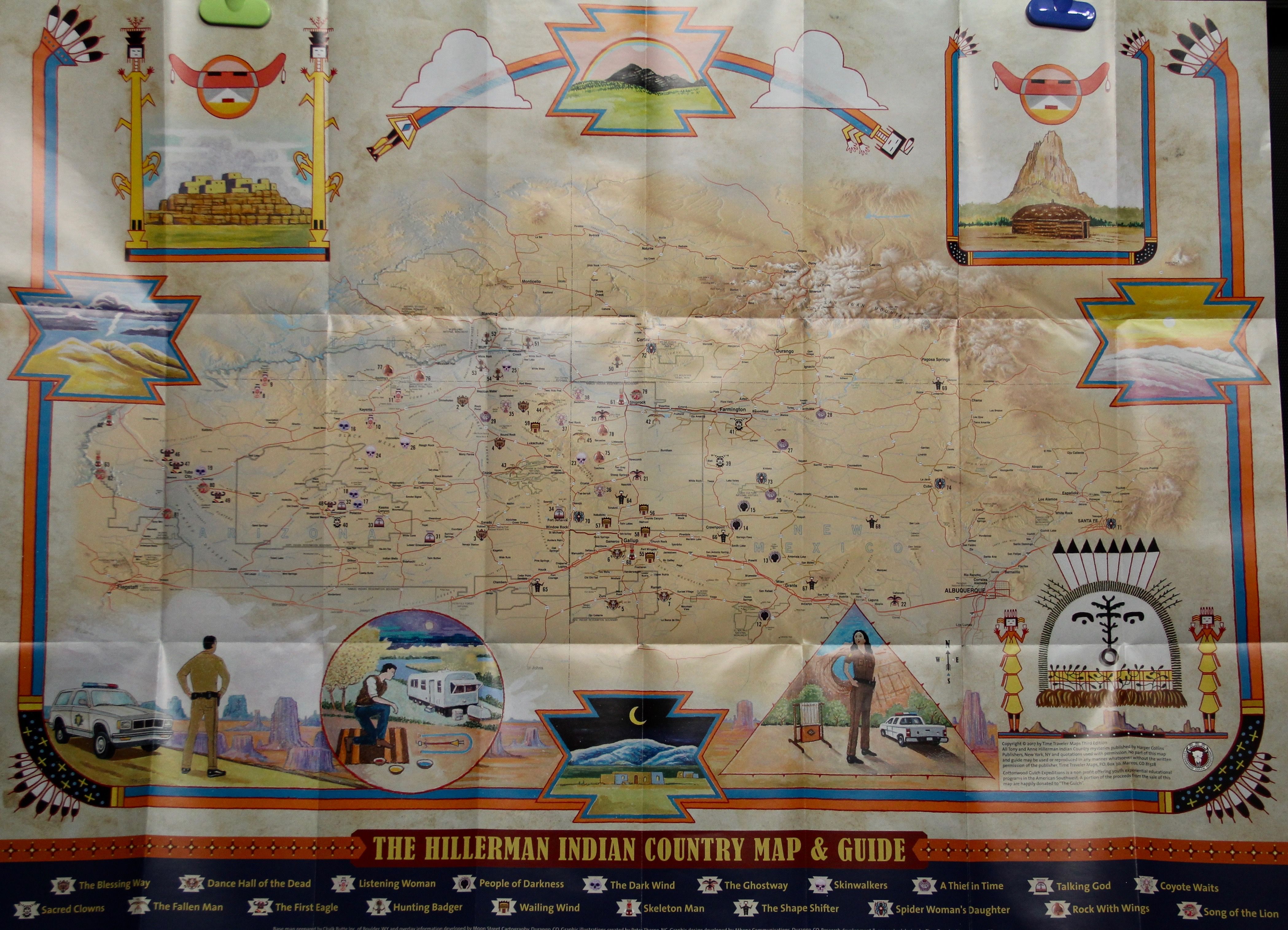 The Hillerman Indian Country Map & Guide (Signed X2) by [Hillerman ...