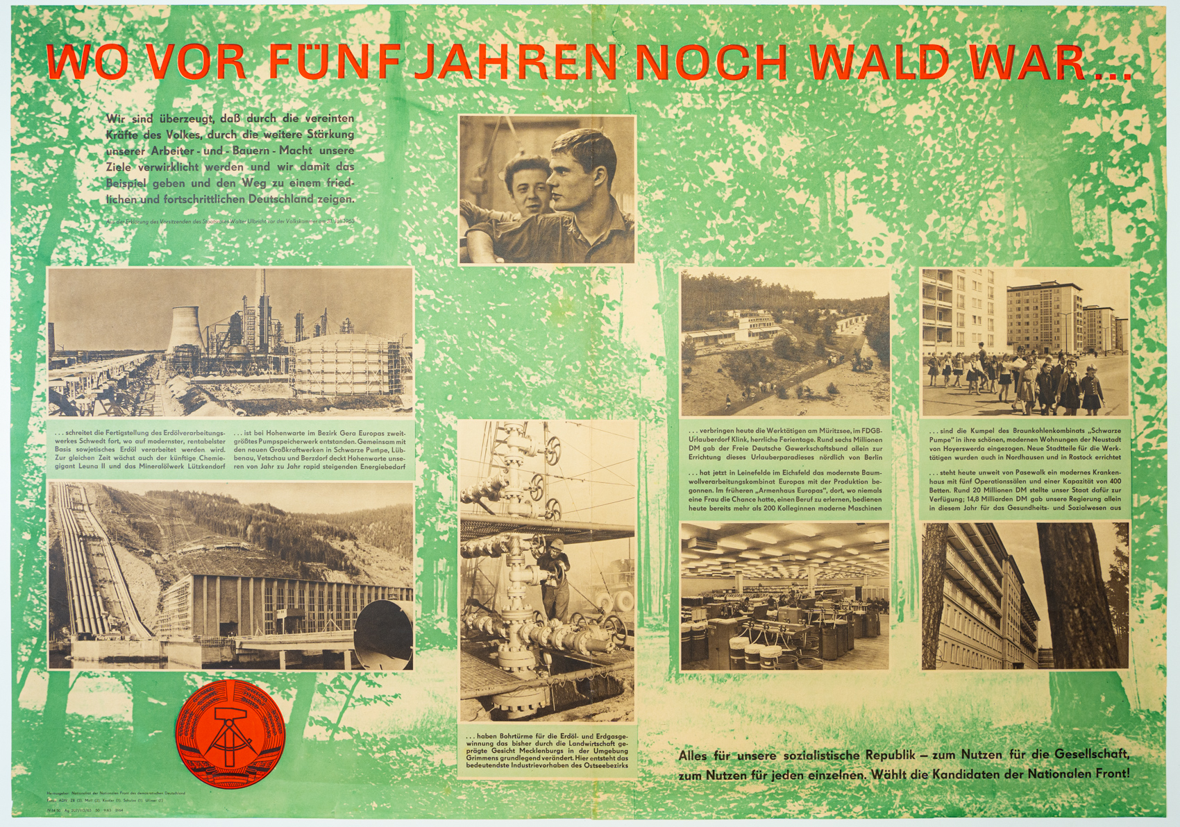 [DDR-Plakat: Wo vor fünf Jahren noch Wald war. - Offsetdruck]. -: Kunst ...