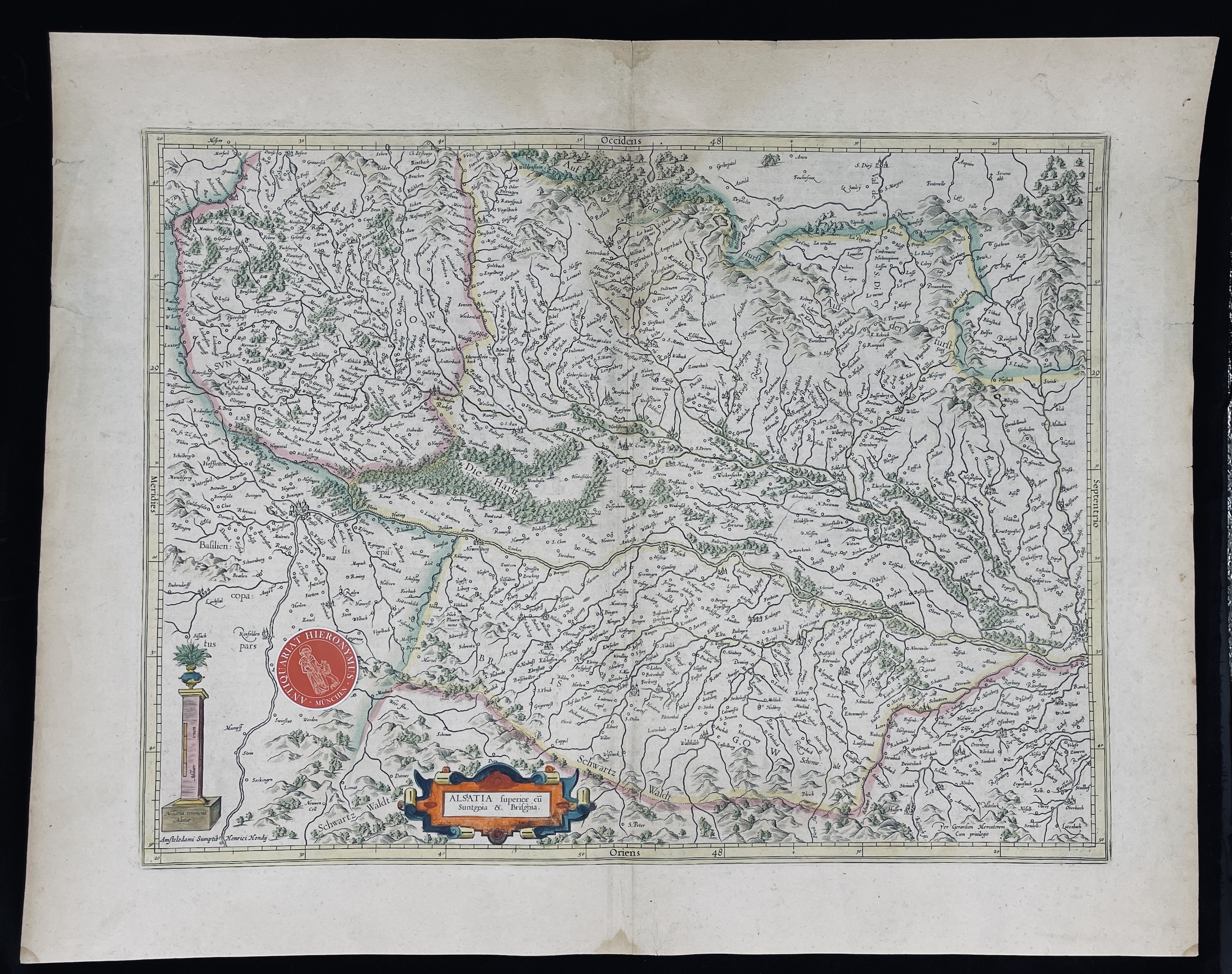 Landkarte des Elsass (Breisgau, Sundgau, Schwarzwald), Frankreich. by ...