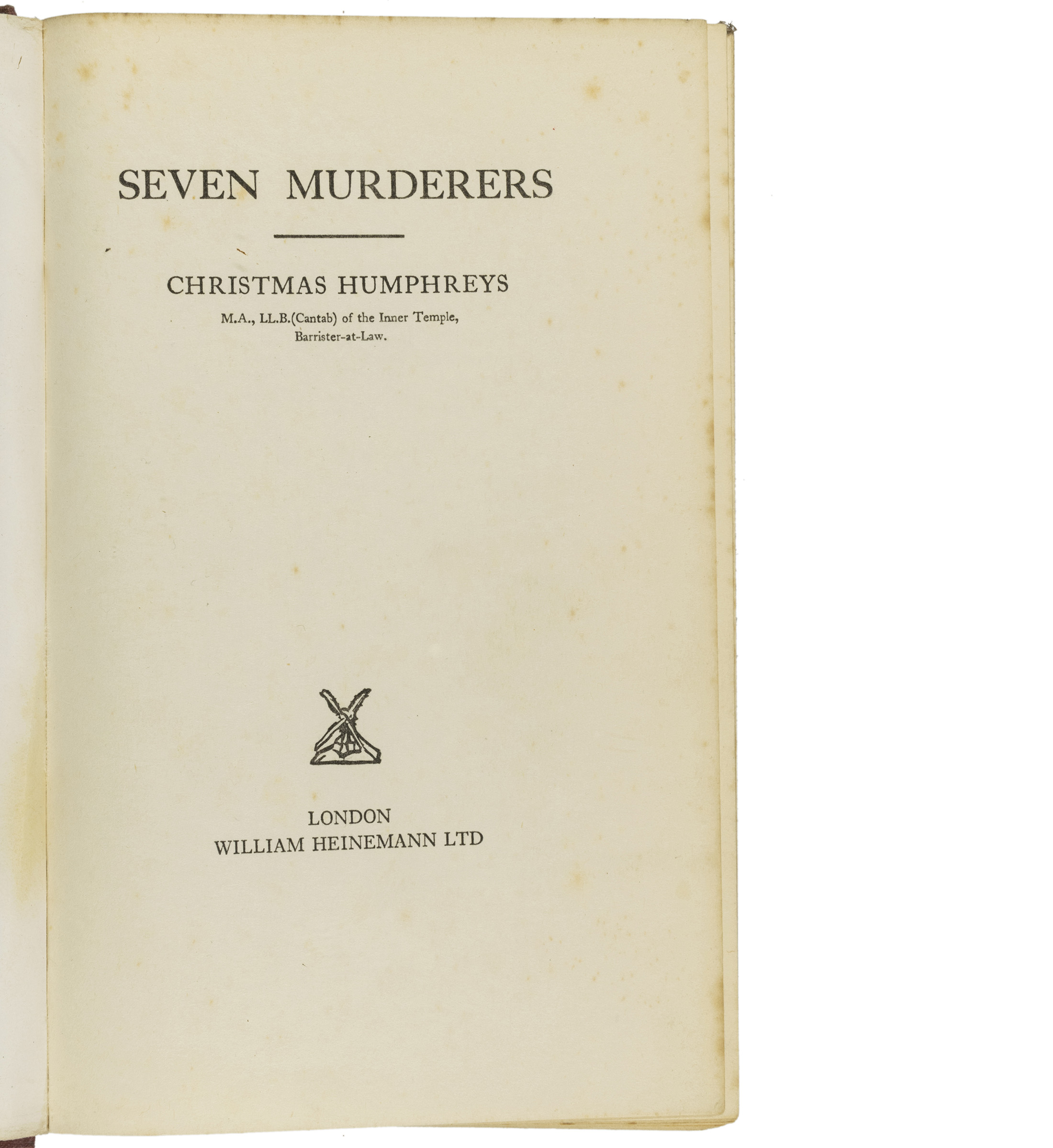 Seven Murderers. von ANTHOLOGY TRIALS. HUMPHREYS, Christmas.: (1931 ...