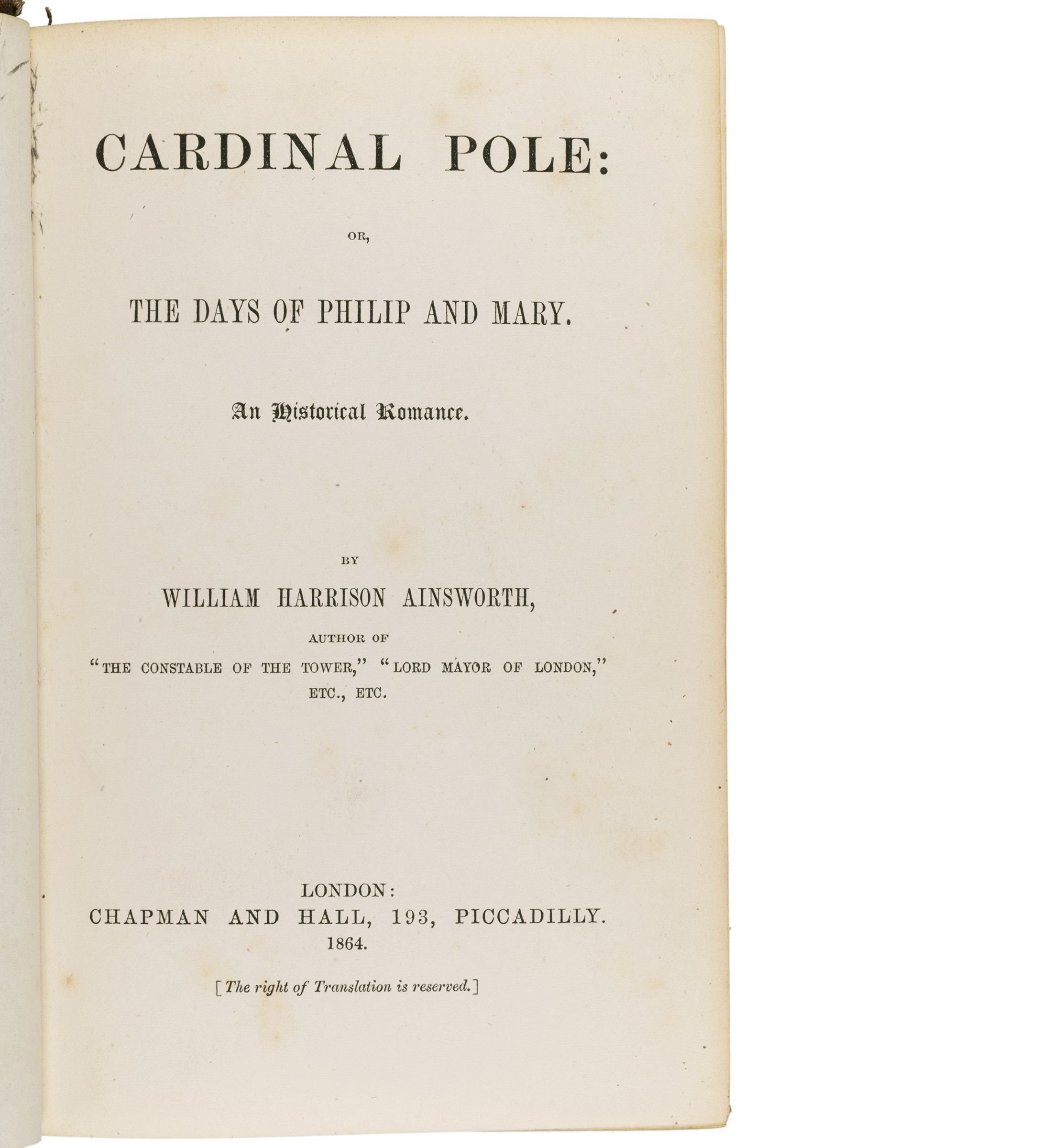 Cardinal Pole: or, The Days of Philip & Mary. An historical romance. by ...