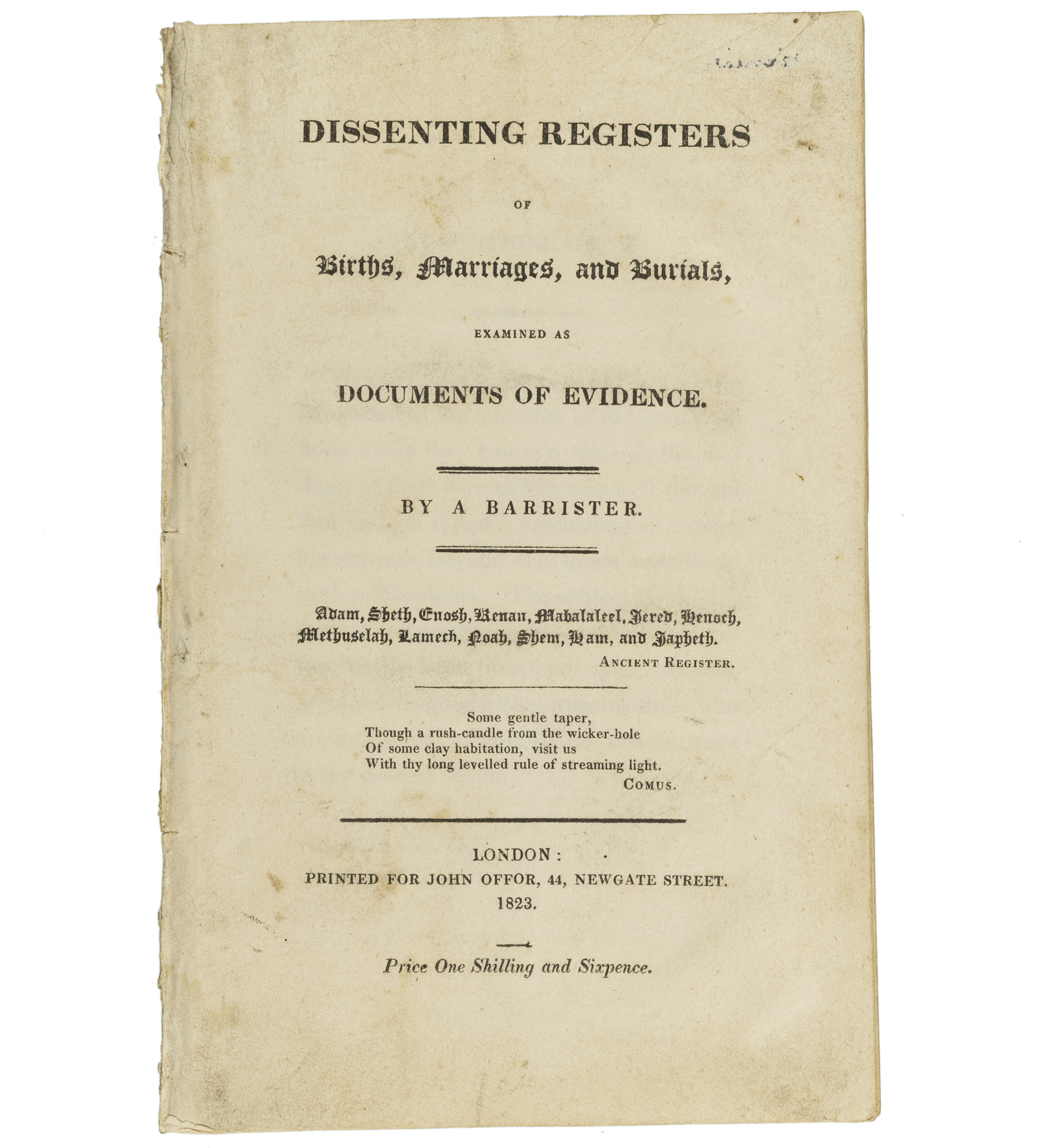 Dissenting Registers of Births, Marriages, and Burials, examined as ...