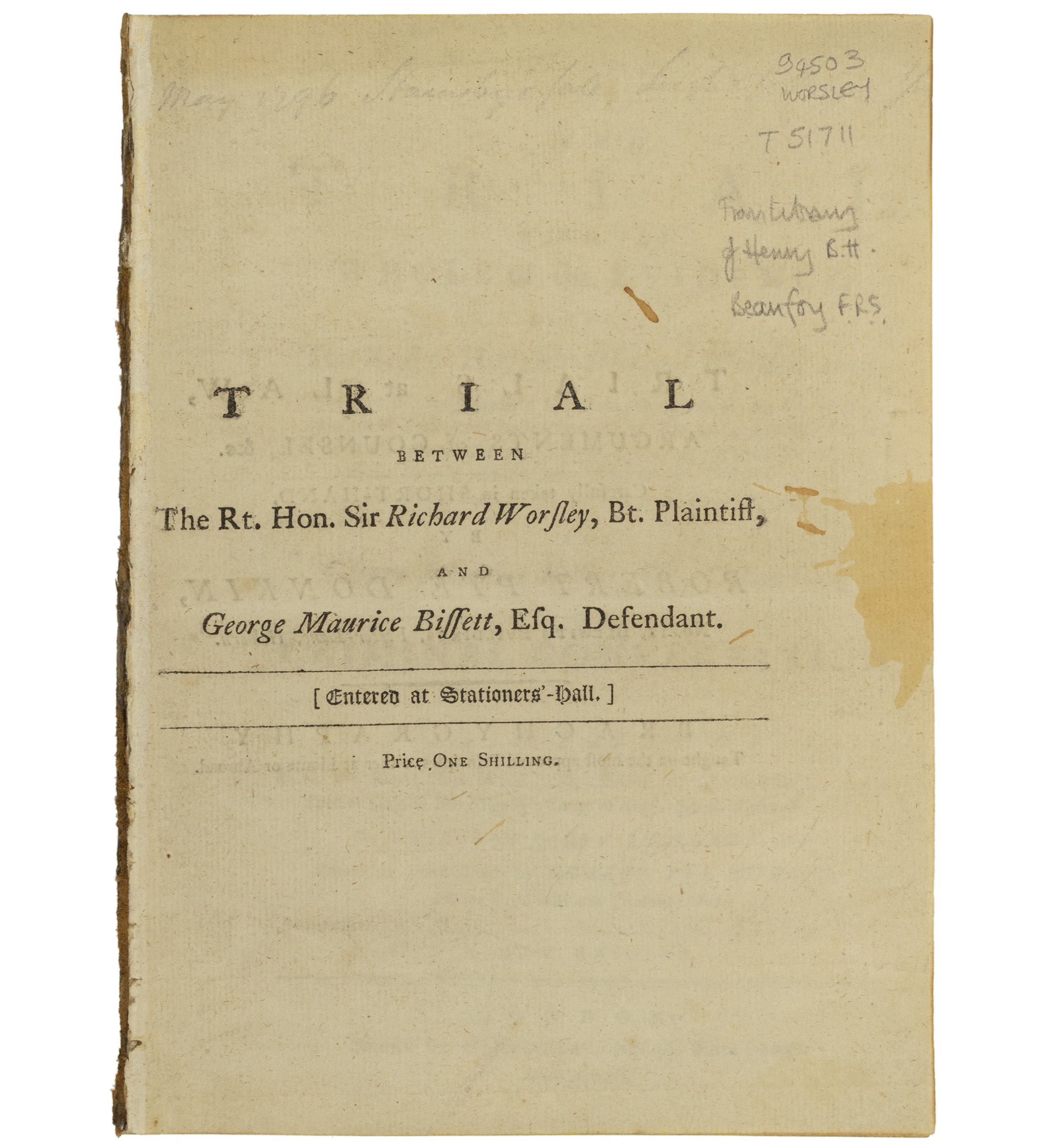 The Trial, with the Whole Evidence, between The Rt. Hon. Sir Richard ...