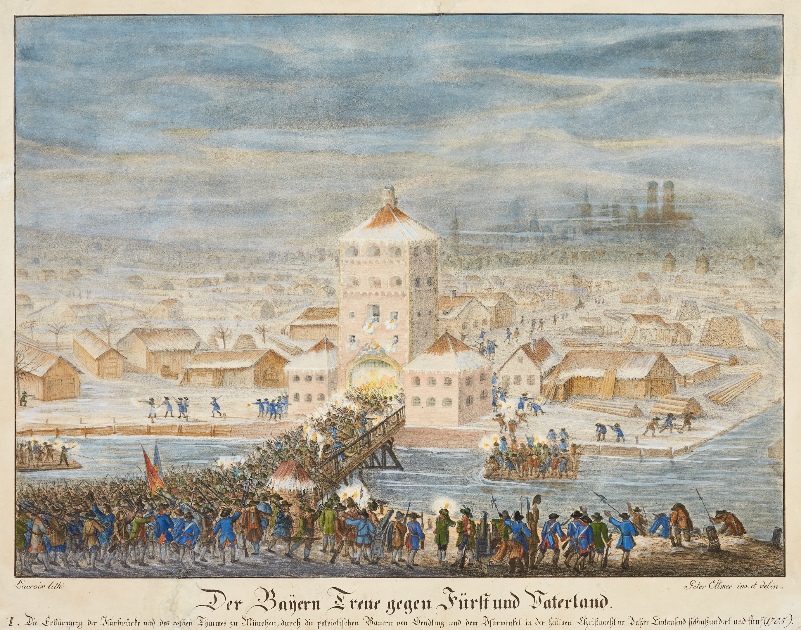 MÜNCHEN. - Erstürmung der Isarbrücke. "Erstürmung der Isarbrücke und ...