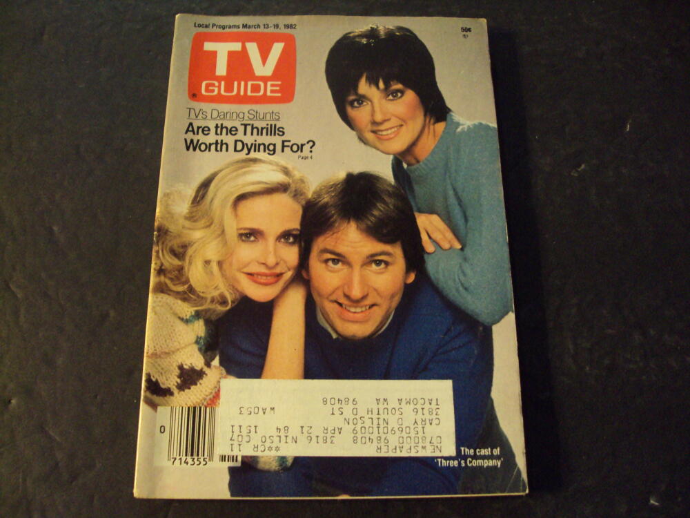 TV Guide Mar13-19 1982 The Cast of Three's Company, Daring Stunts ...