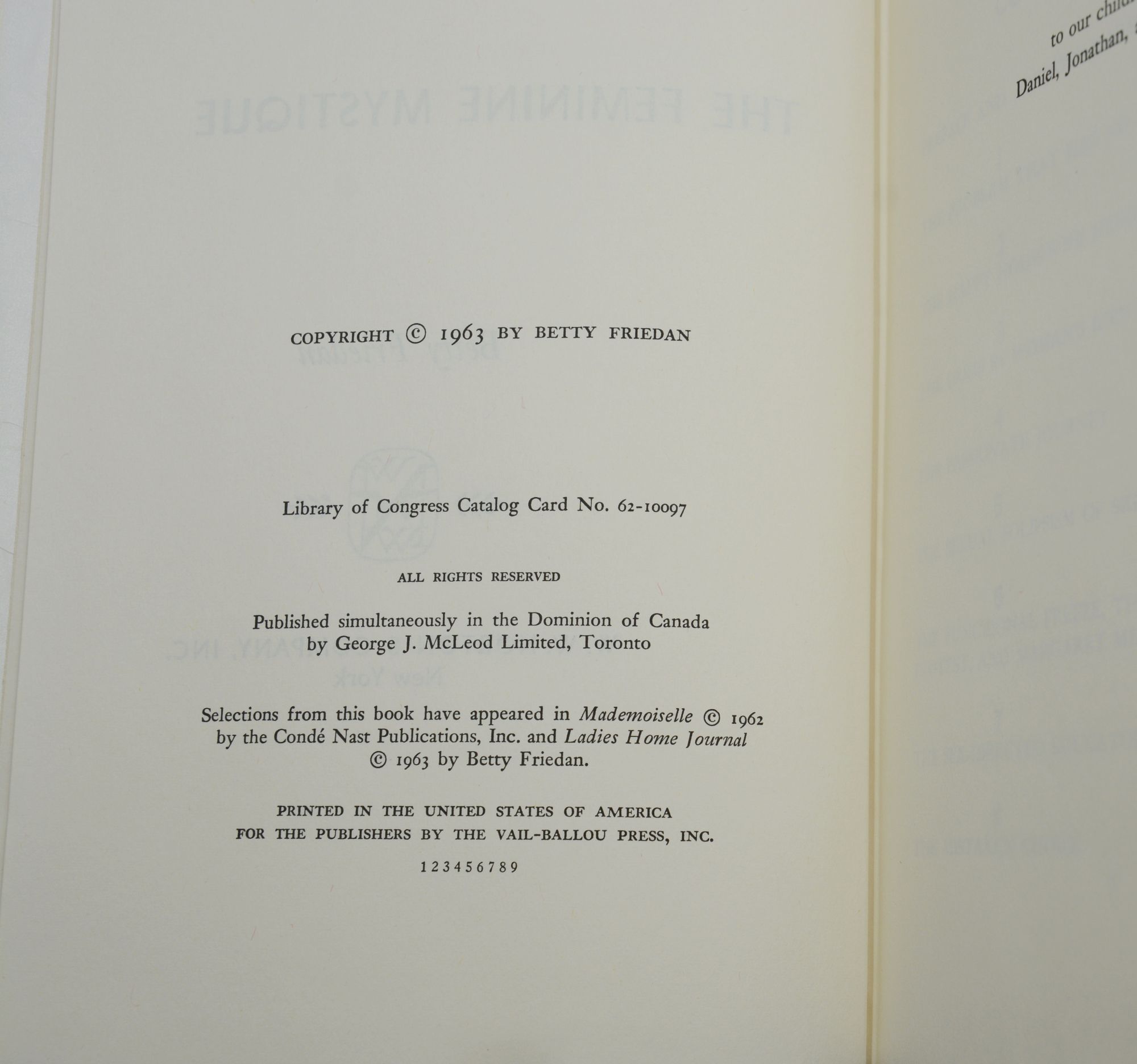 The Feminine Mystique by Friedan, Betty: (1963) First edition ...