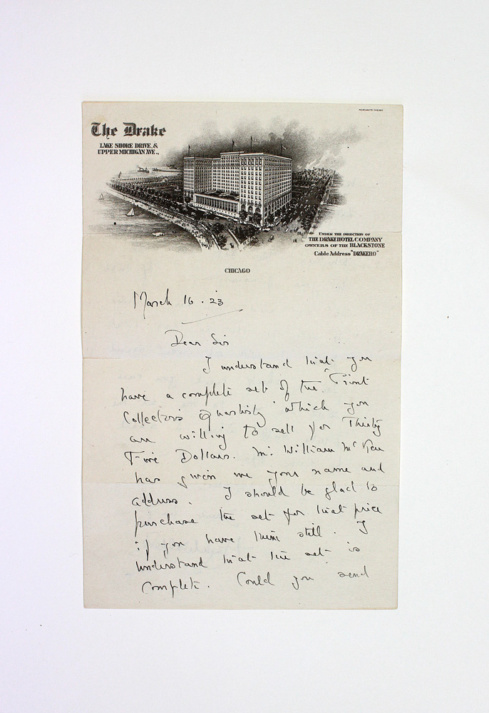 An Original Written and Signed Letter on Headed paper at The Drake ...