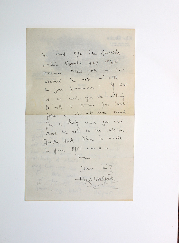 An Original Written and Signed Letter on Headed paper at The Drake ...