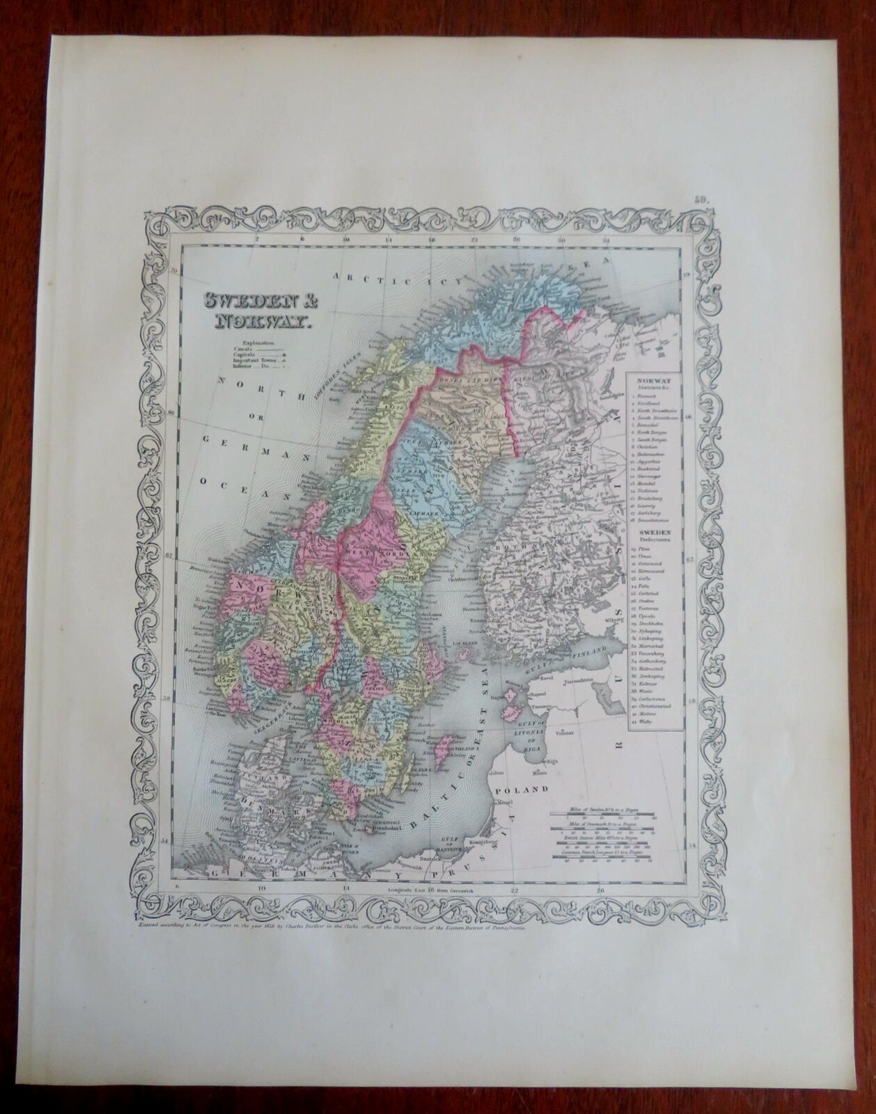 Sweden & Norway Oslo Stockholm Bornholm Trondheim 1856 DeSilver scarce ...